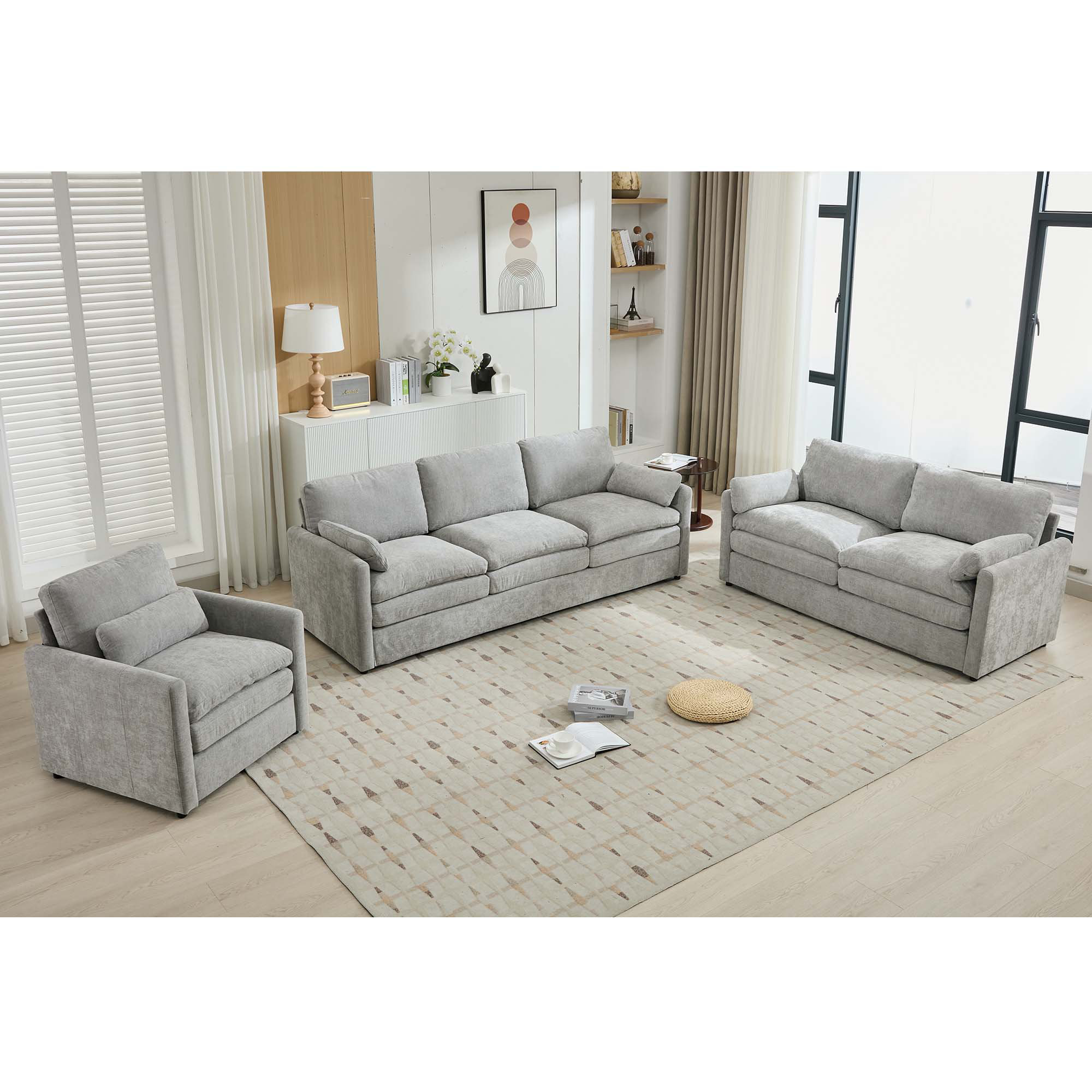 Latitude Run® Comfortable Oversized Sofa Set with Plush Cushions for ...