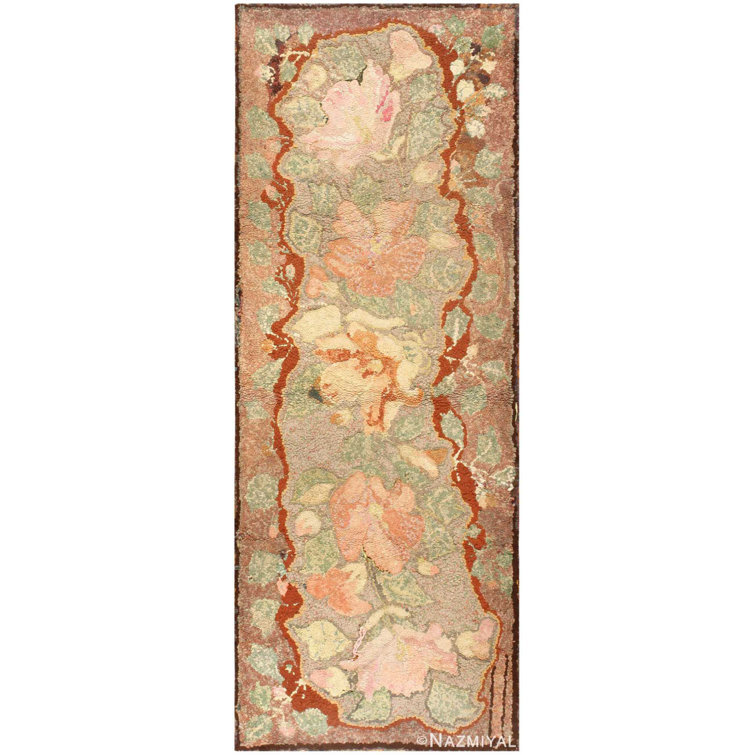 Nazmiyal Collection Rustic Floral Antique American Short Runner Hooked ...