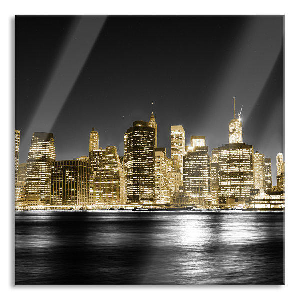 Ebern Designs Manhattan Skyline' - No Frame Print on Glass | Wayfair.co.uk