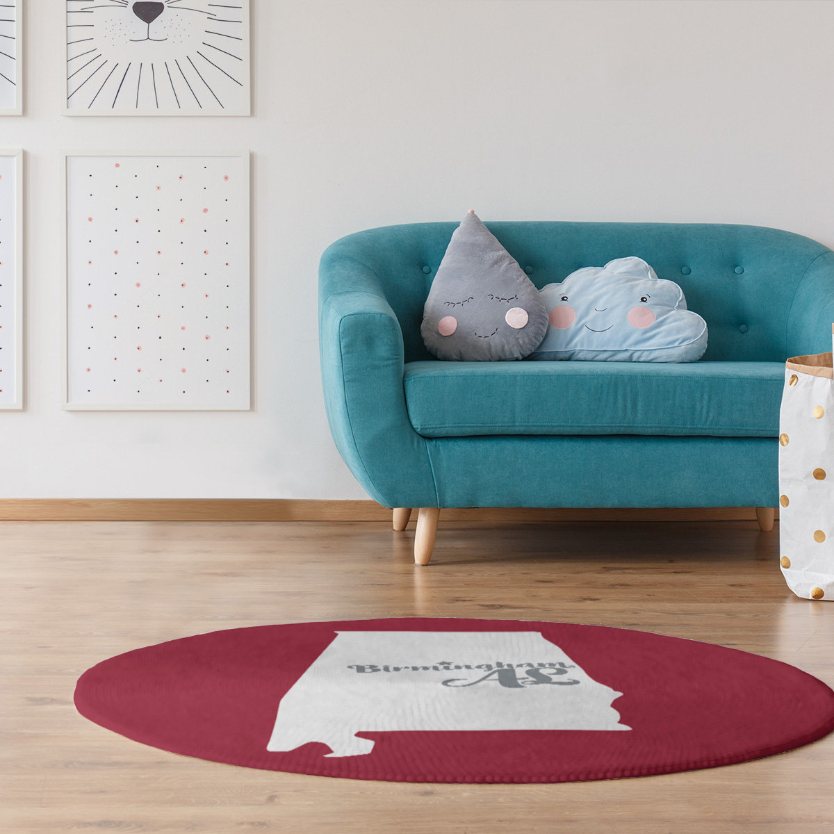 East Urban Home Alabama Football Colors Poly Chenille Red Area Rug ...