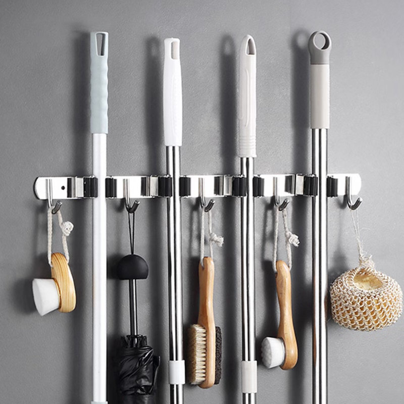 WFX Utility™ Painesville 4 Racks 5 Hooks Broom Holder Wall Mounted ...