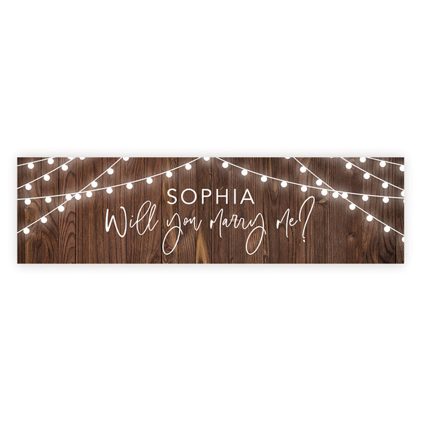 The Holiday Aisle® Custom Will You Marry Me Sign Banner, Rustic String ...