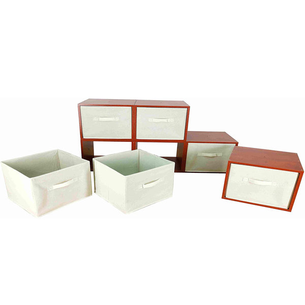 Latitude Run® Cubby Hole Storage Bin Modular Wood Blocks With Fabric ...