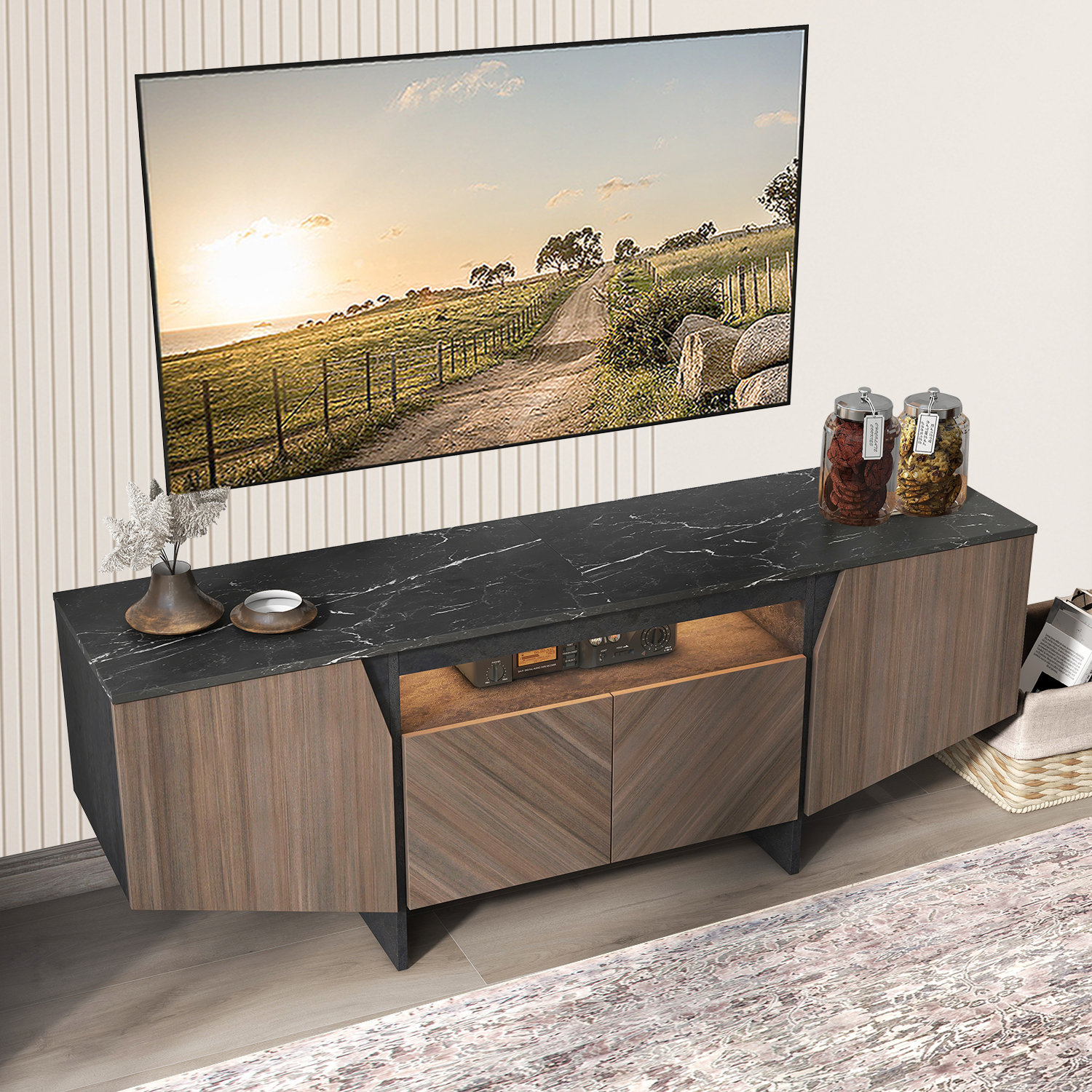 Ivy Bronx 63 Inch TV Stand With LED Lights - Wayfair Canada