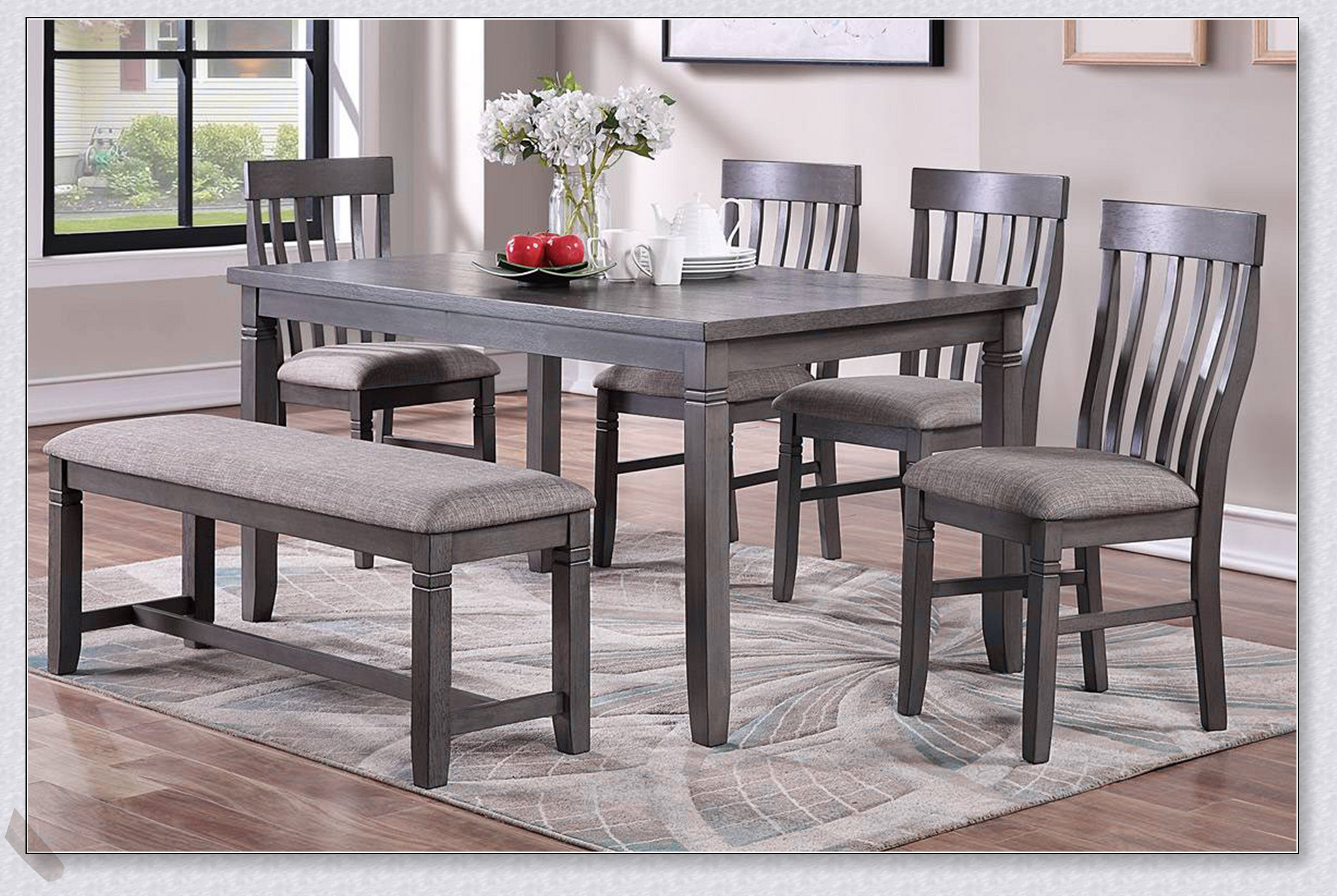 Latitude Run® Contemporary 6-Piece Solid Wood Dining Set with Table, 4 ...