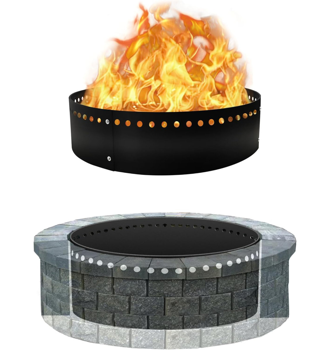 Arlmont & Co. - Outdoor Smokeless Fire Ring Insert 45" X 10" - Portable ...