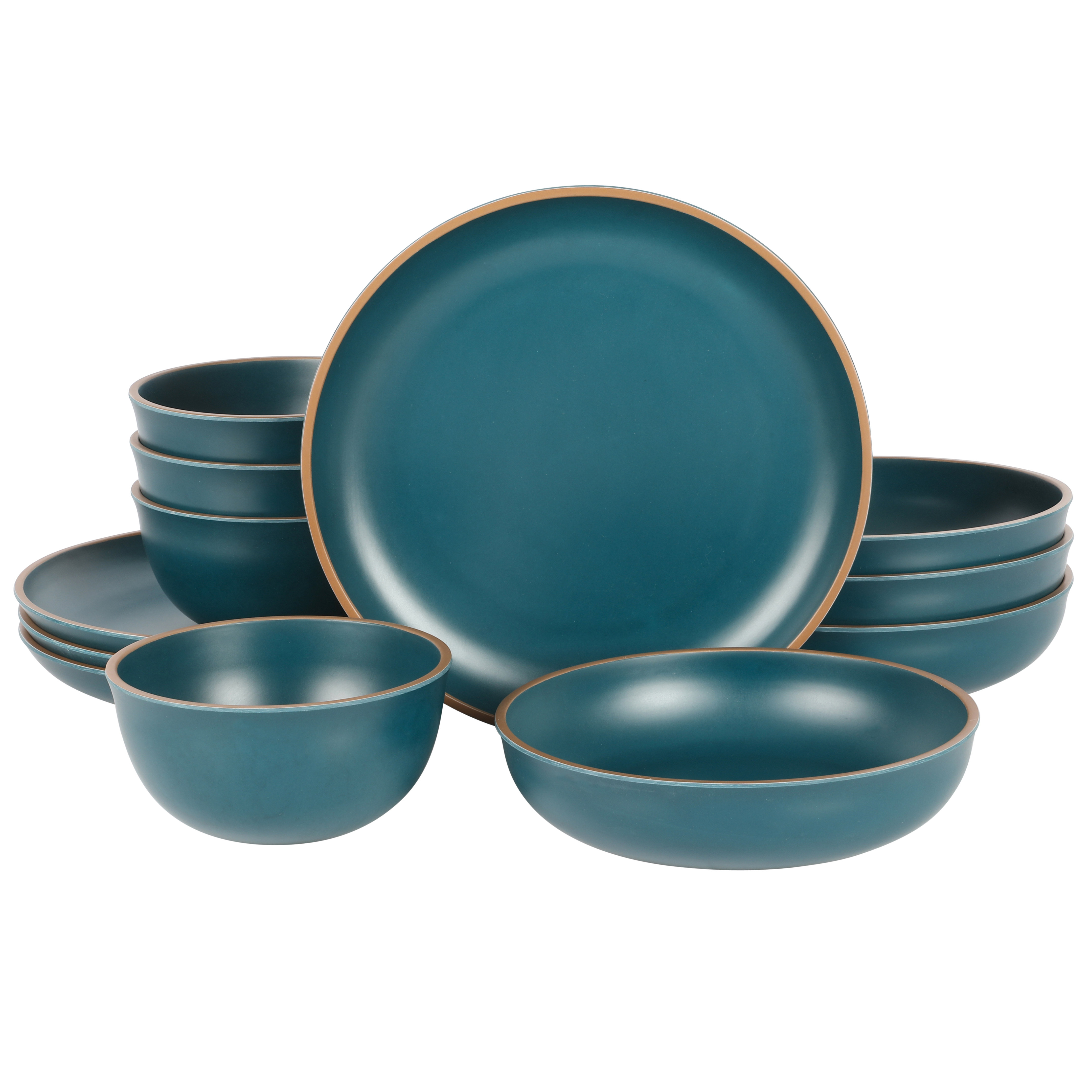 Gibson Home Rockabye 12 Piece Double Bowl Melamine Dinnerware Set ...