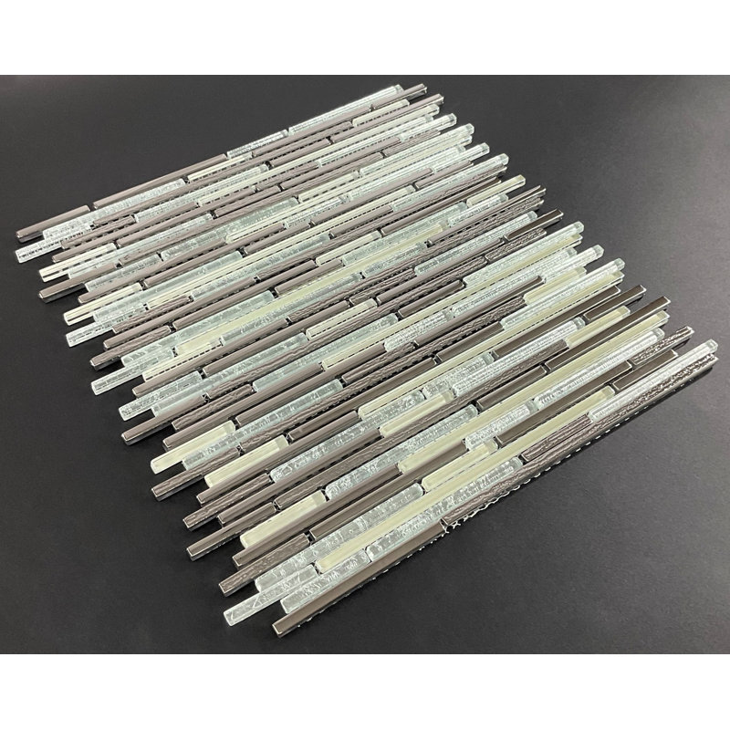 ES Stone Random Sized Mini Brick Glass and Metal Mosaic Wall Tile ...