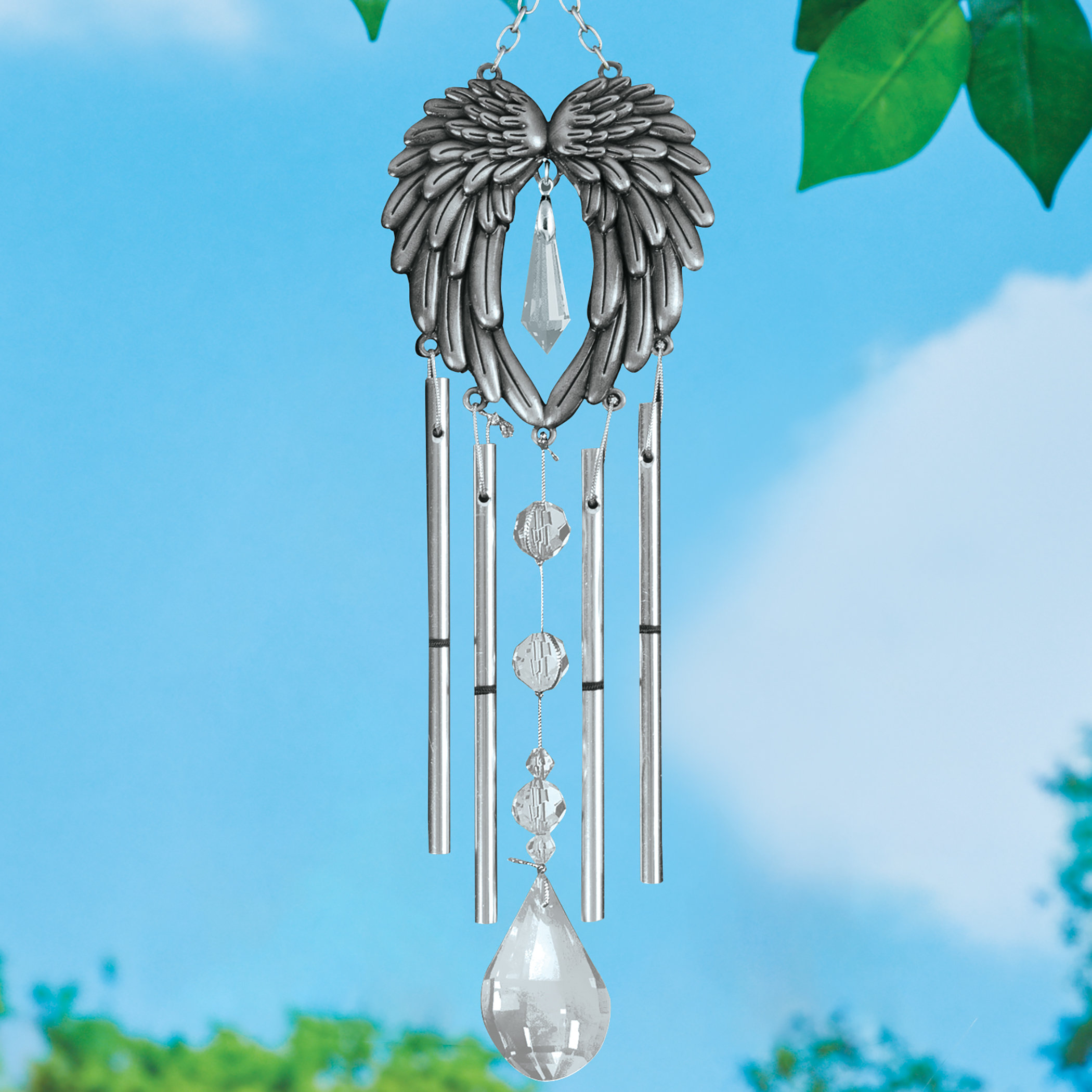 Arlmont & Co. Polissena Angel Wings Metal Wind Chime | Wayfair