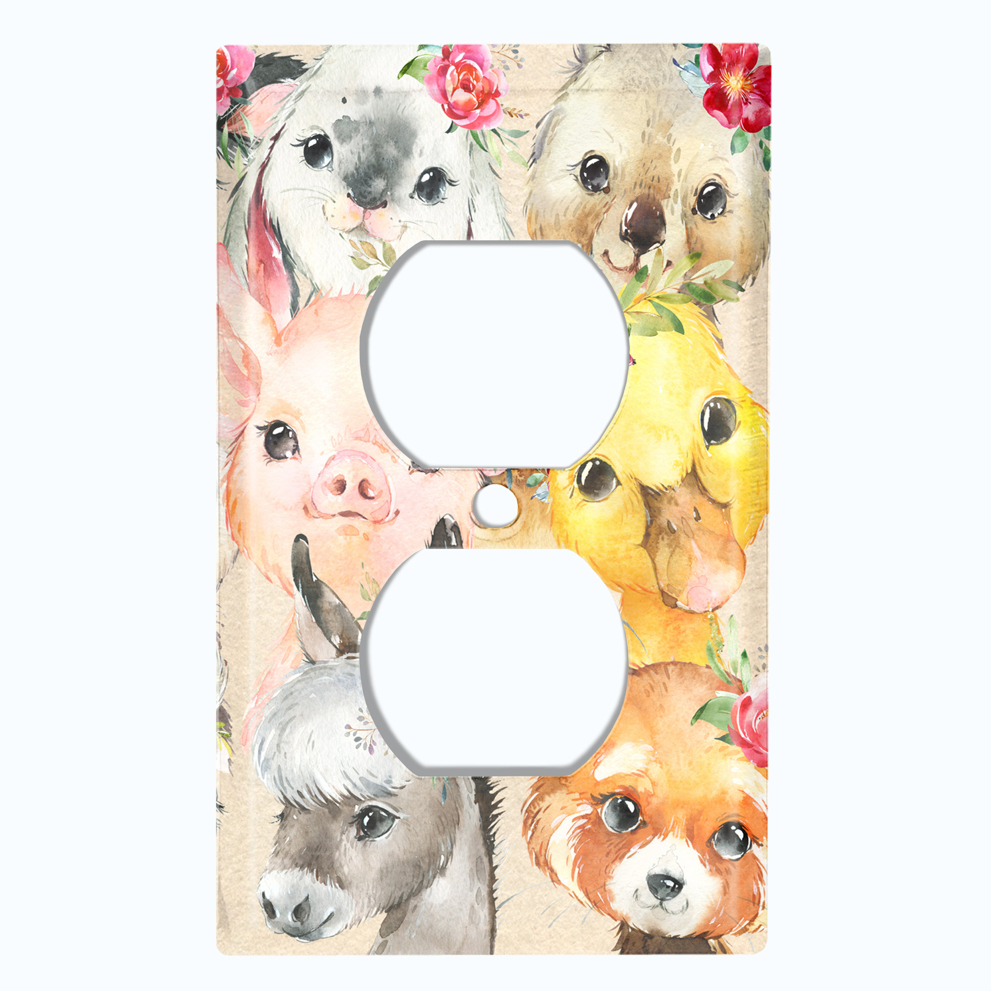 WorldAcc Metal Light Switch Plate Outlet Cover (Cute Animals Baby ...
