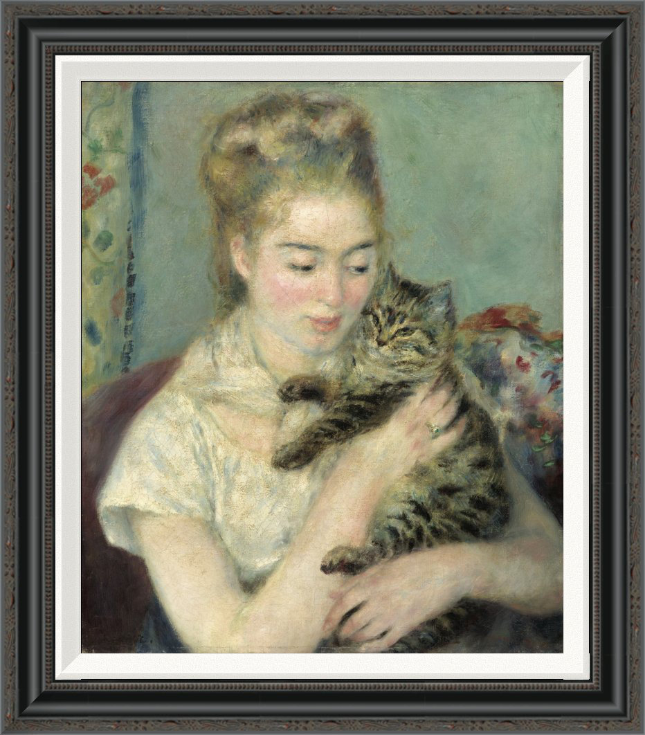 Vault W Artwork Woman with a Cat by Pierre-Auguste Renoir - Picture ...