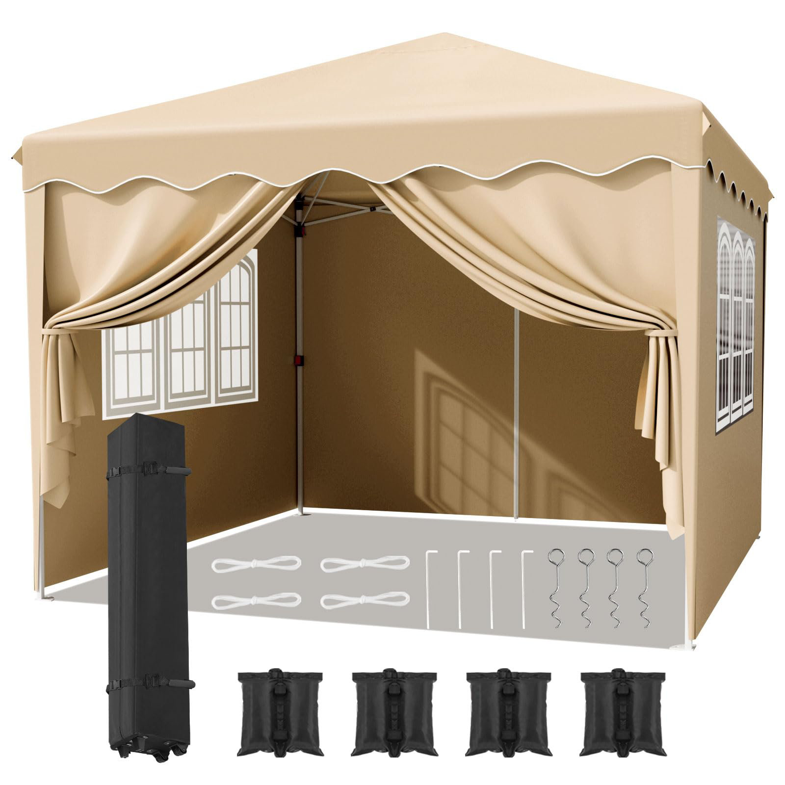 Pirecart 10x10ft Pop Up Canopy With 4 Sidewalls, Ez Up Commercial ...