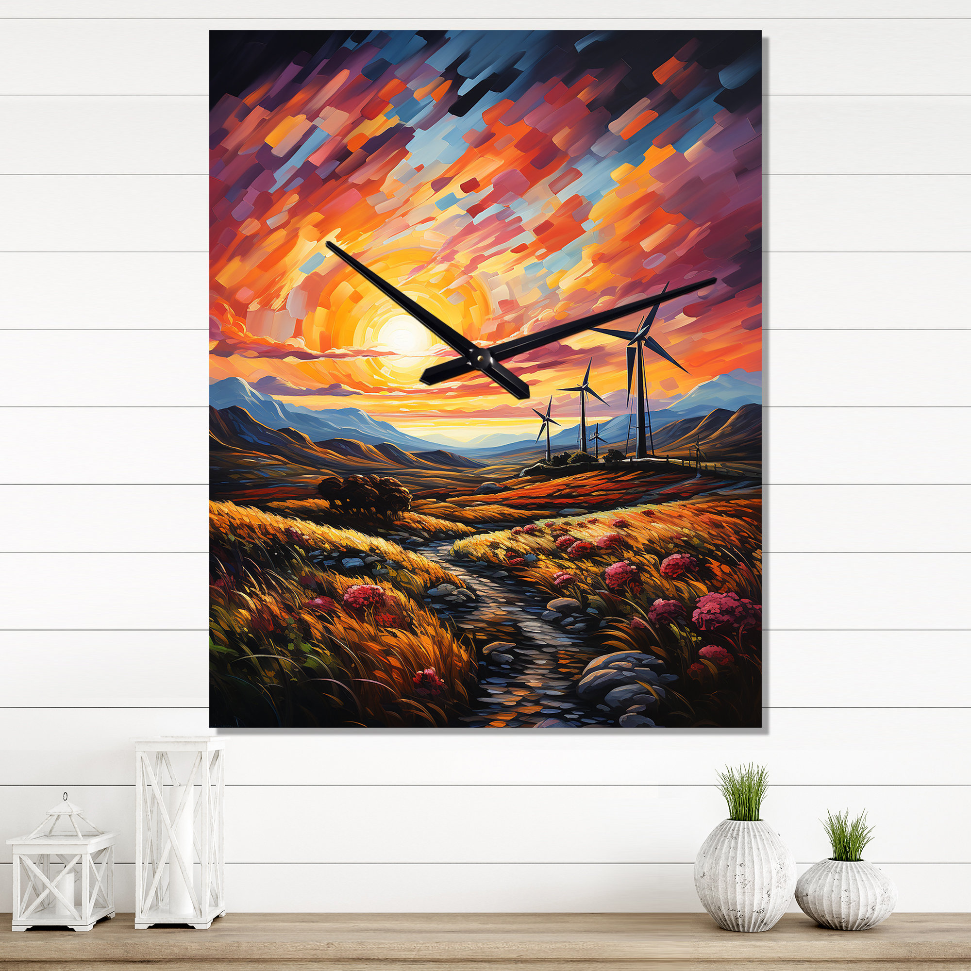 Ivy Bronx Wind Turbines Whirling Skies II - Wind Turbines Wall Clock ...