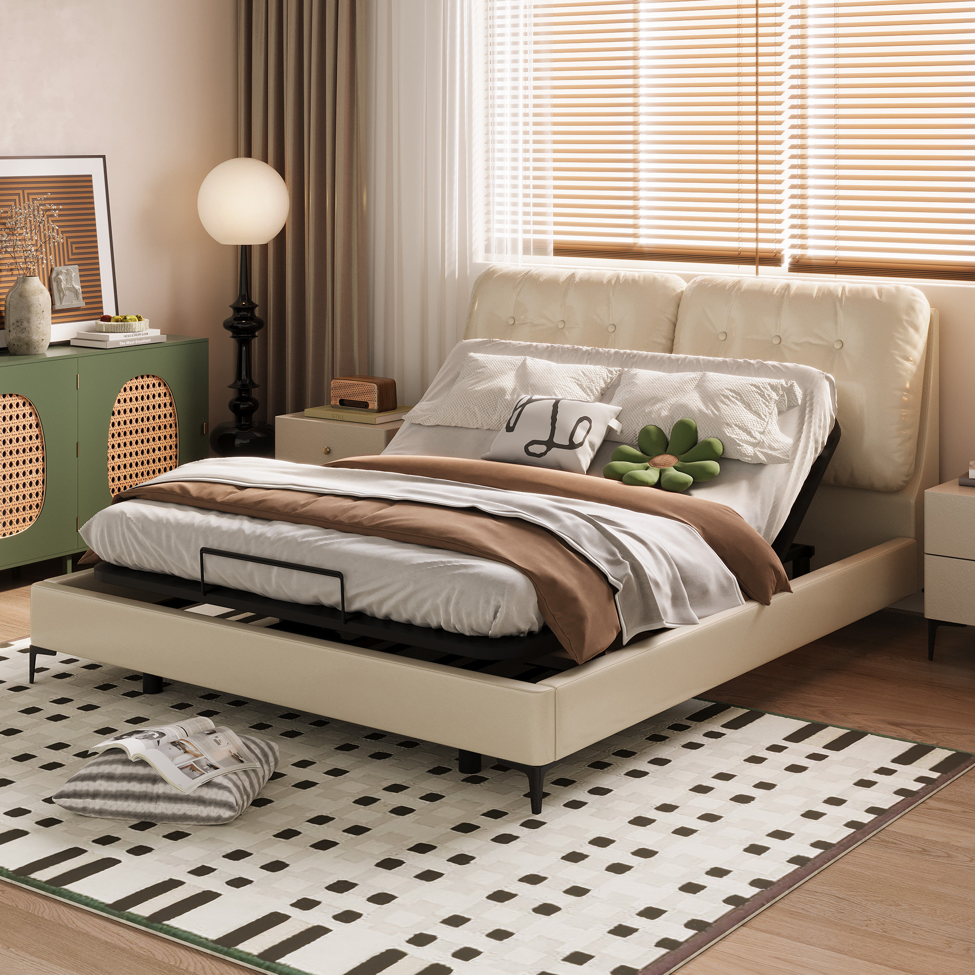 Alwyn Home Boltz Adjustable Bed with Wired Remote and Quiet Durable ...