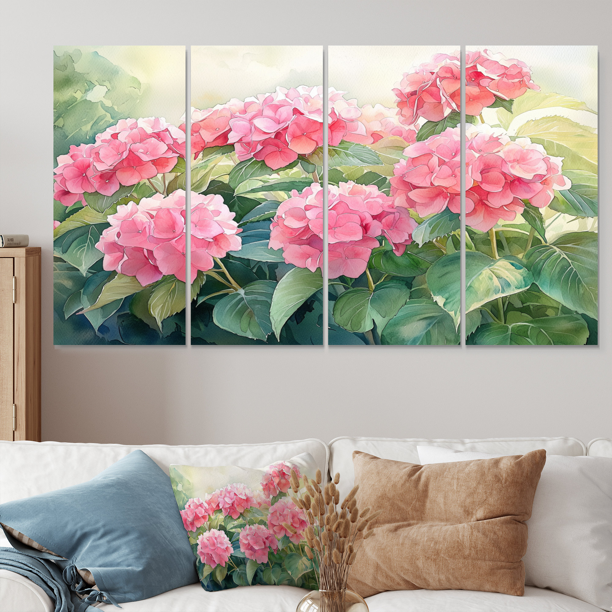 Design Art Hydrangeas In A Summer Garden III - Hydrangea Wall Decor ...