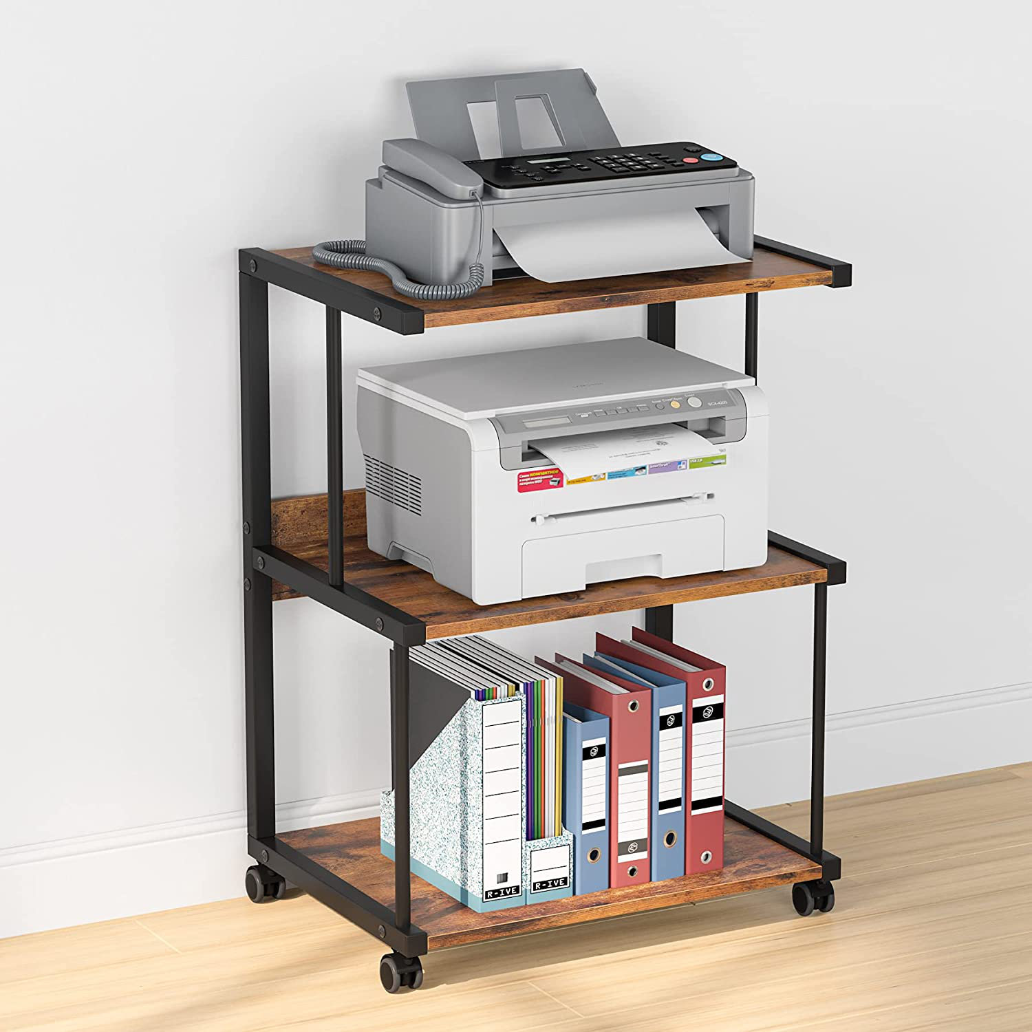 XDYZ 3 Tier Printer Stand Rolling Printer Cart with Storage for Home ...