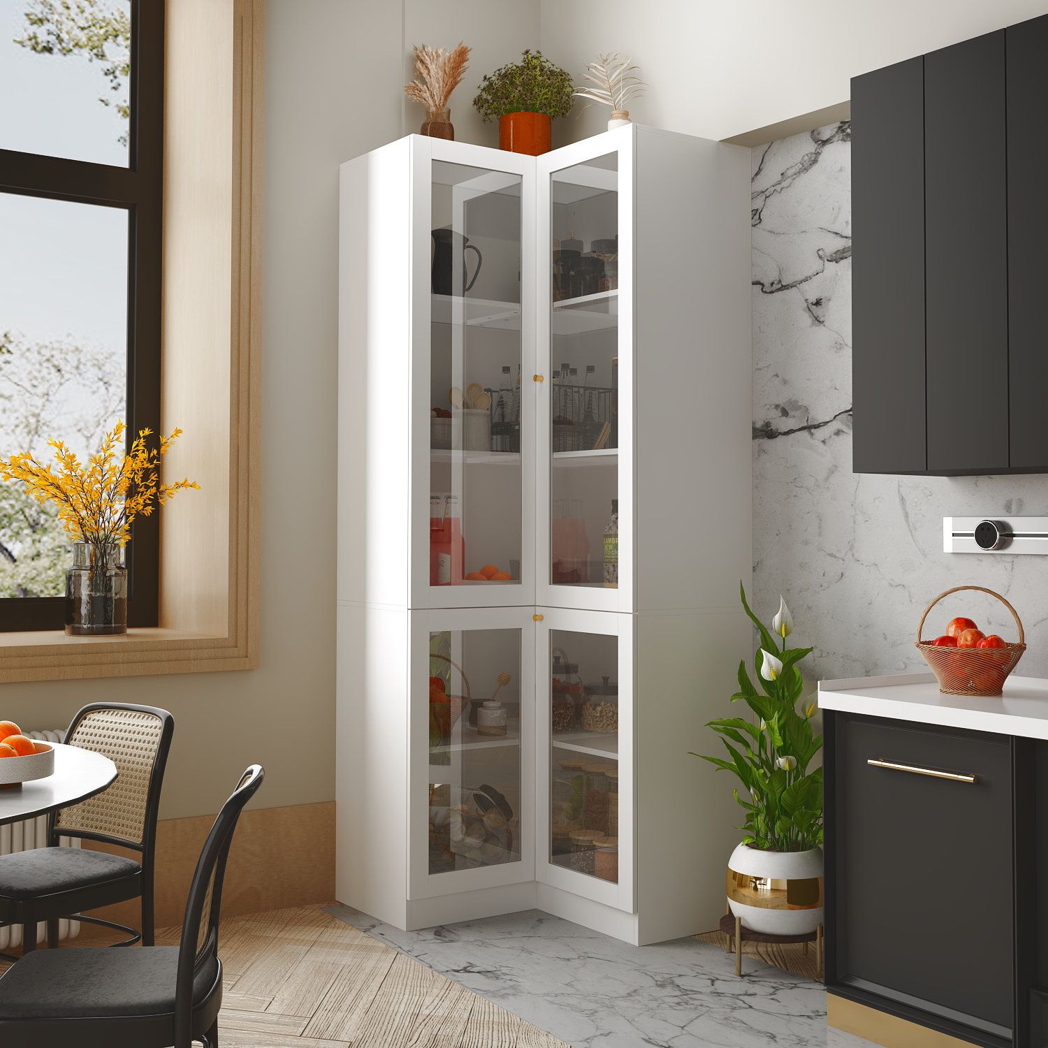 Latitude Run® 78.7” L Sharp Corner Pantry Cabinet & Reviews | Wayfair