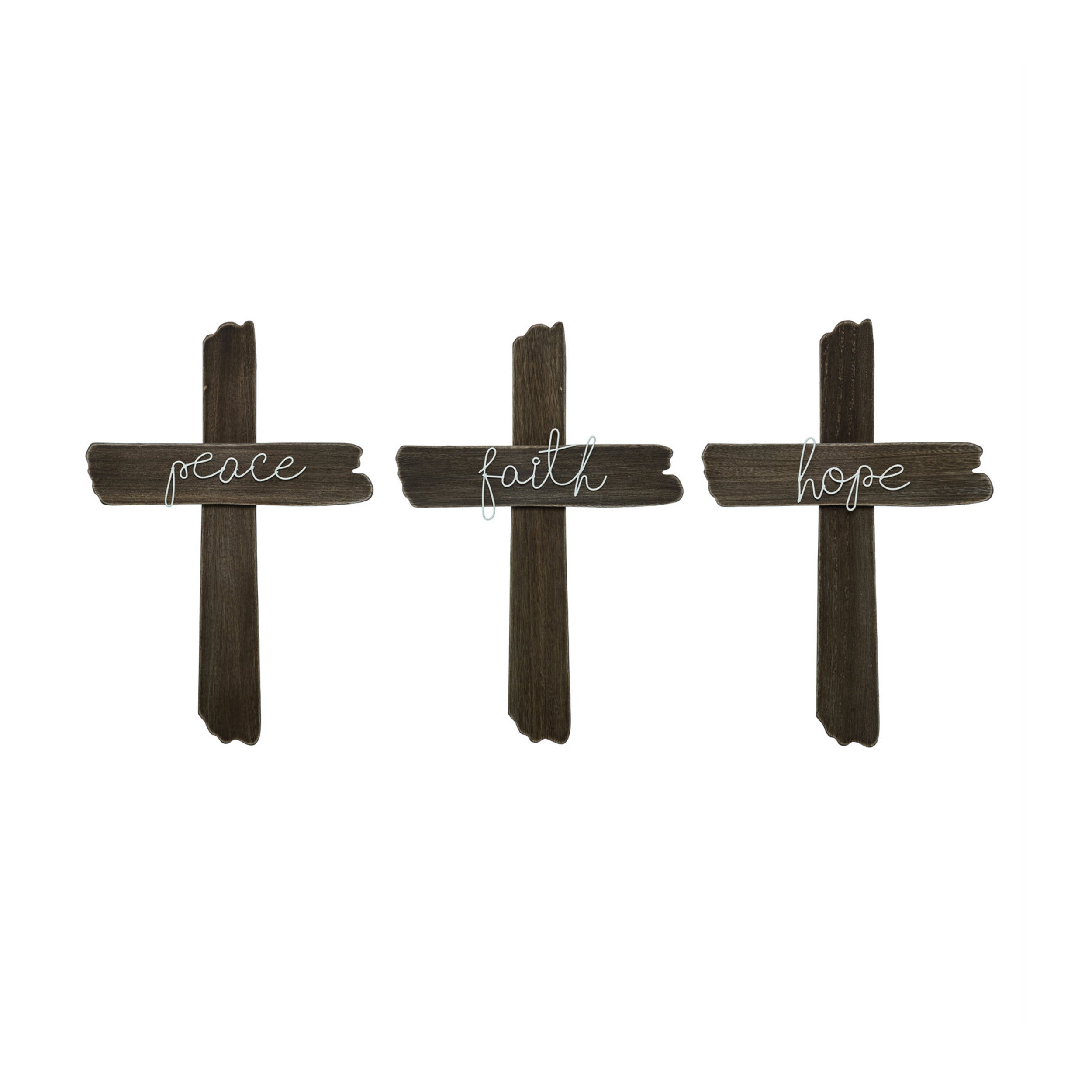 Astoria Grand MDF Rustic Cross Decor Set of 3 Home Decorations Spring ...
