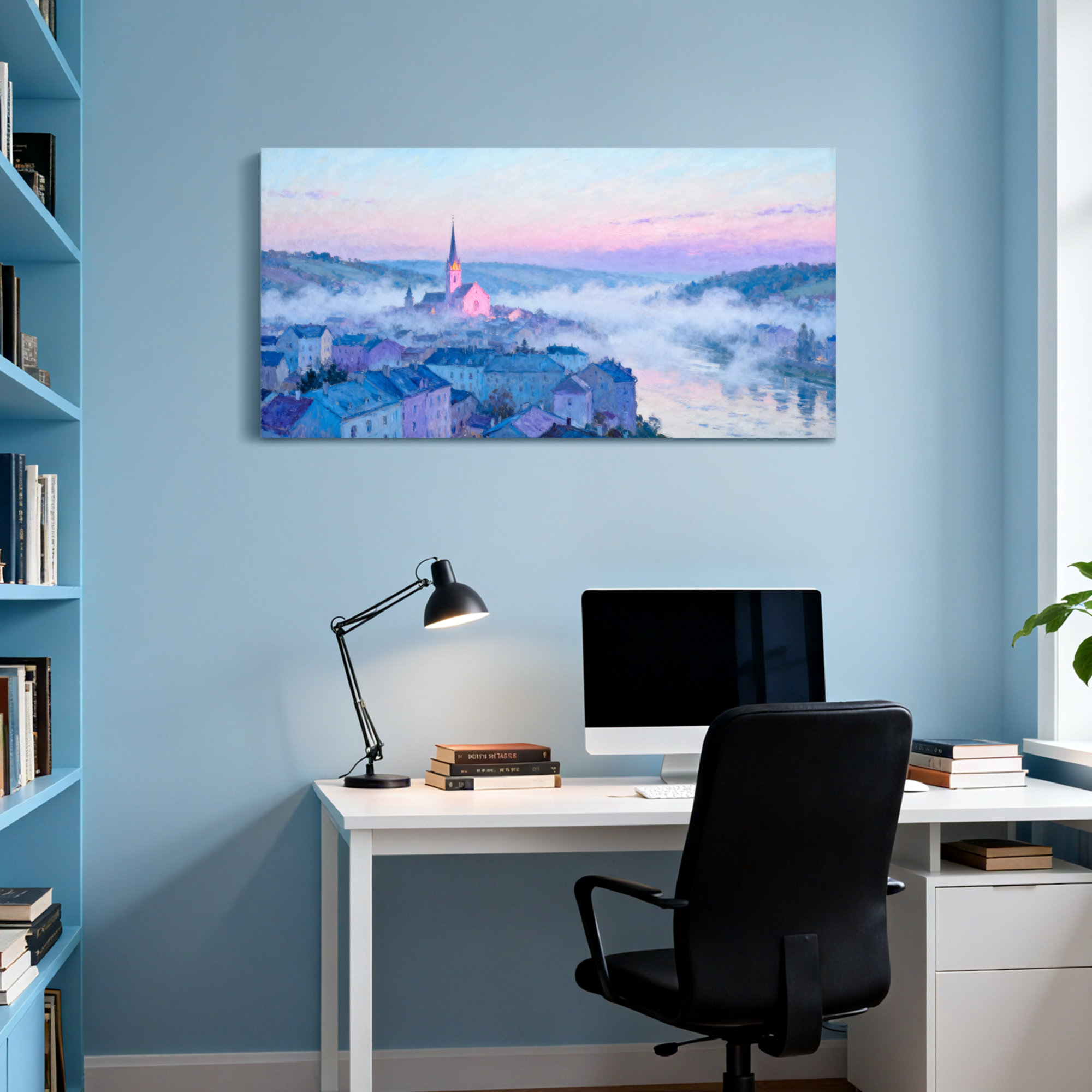 Red Barrel Studio® Scenic & Cityscapes Misty Village Church Dawn ...