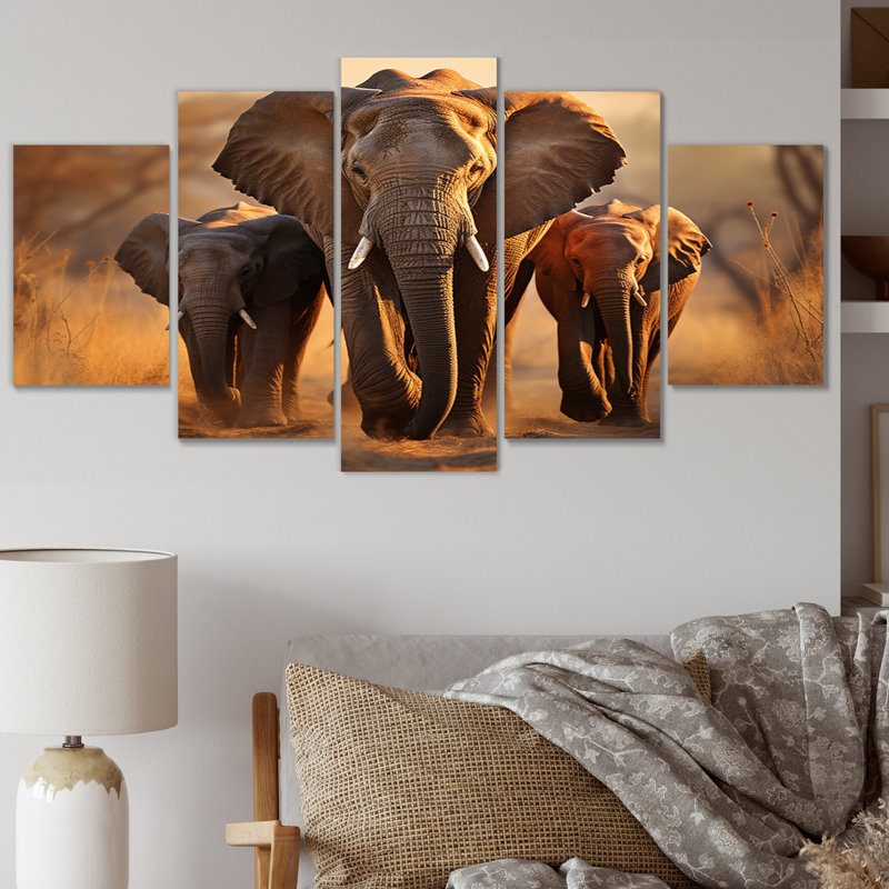 Design Art Africa Elephants Family Bond - Animals Metal Wall Decor Set ...