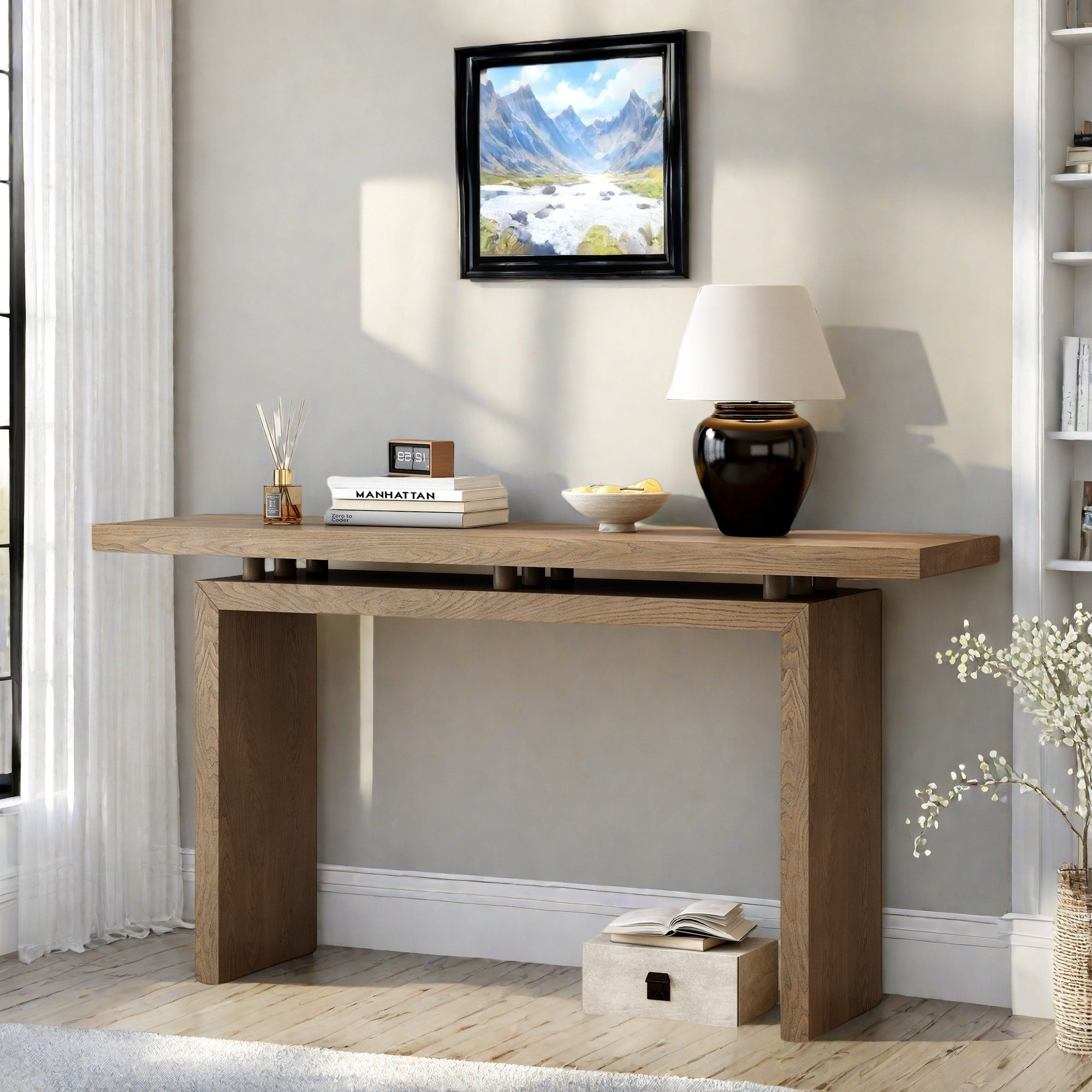 Latitude Run® Simple Console Table With Clever Tabletop Design And ...