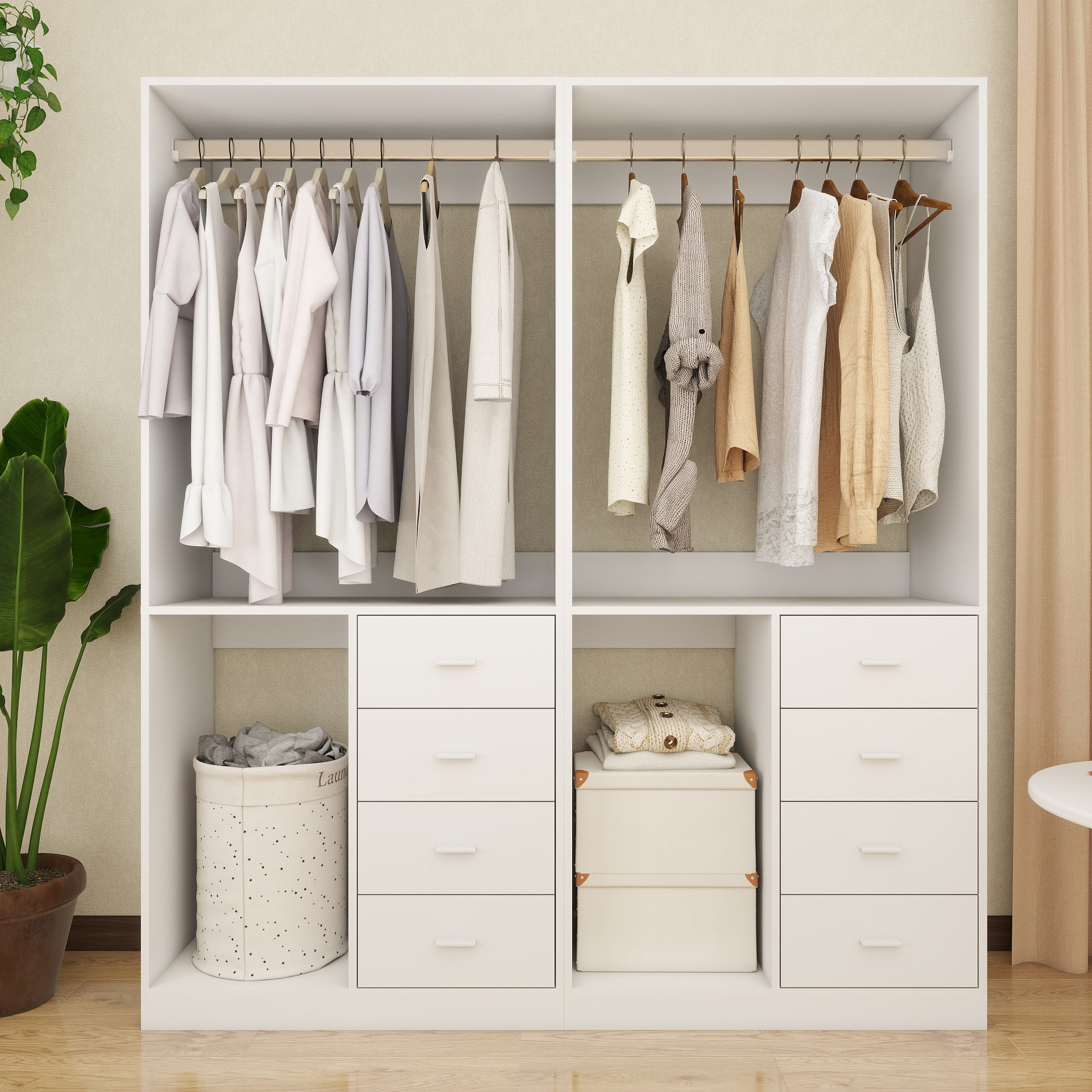 Latitude Run® Wood Closet System with Drawers and Hanging Rod | Wayfair
