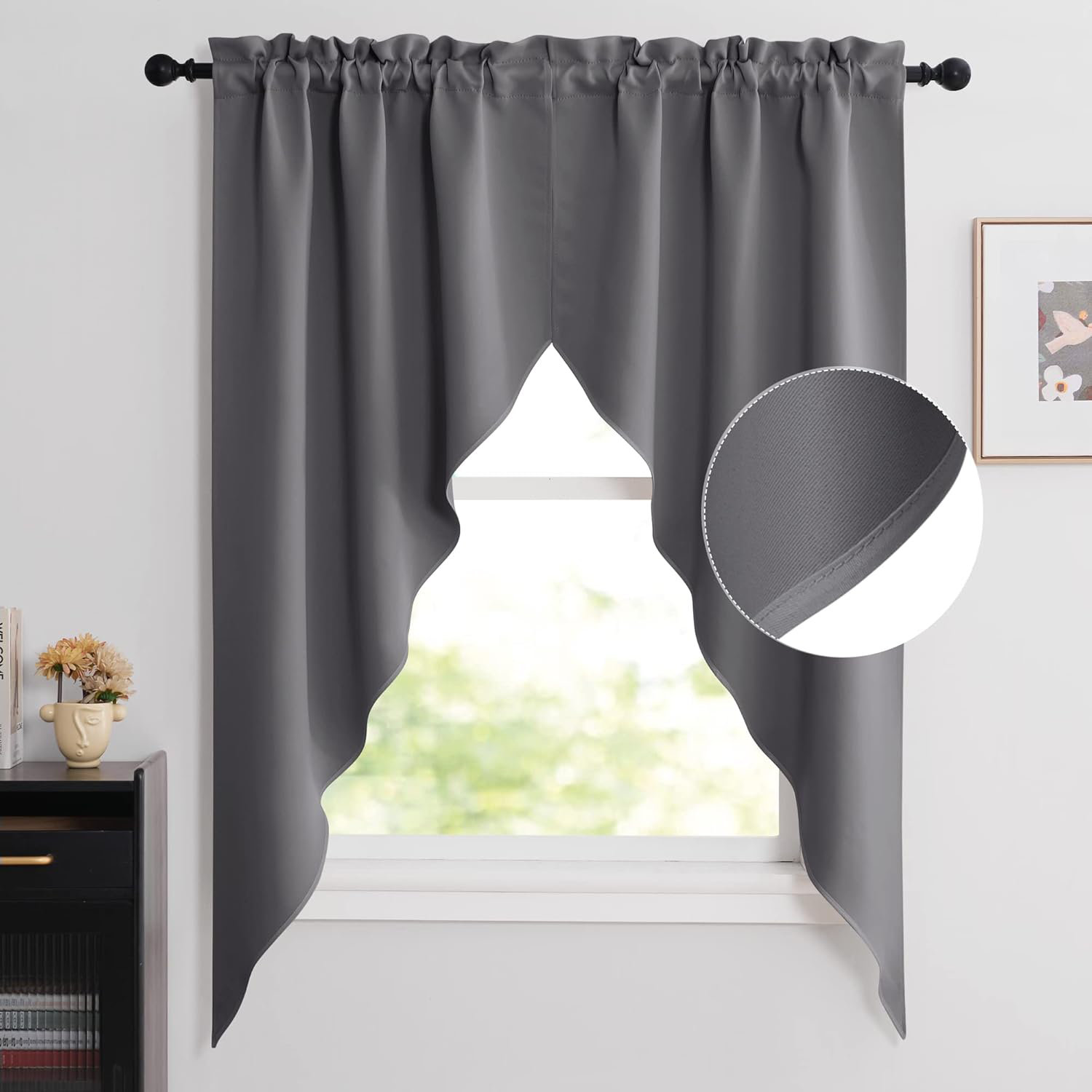 RAPTIZ Blackout Window Treatment Pole Pocket Kitchen Tier Curtains ...