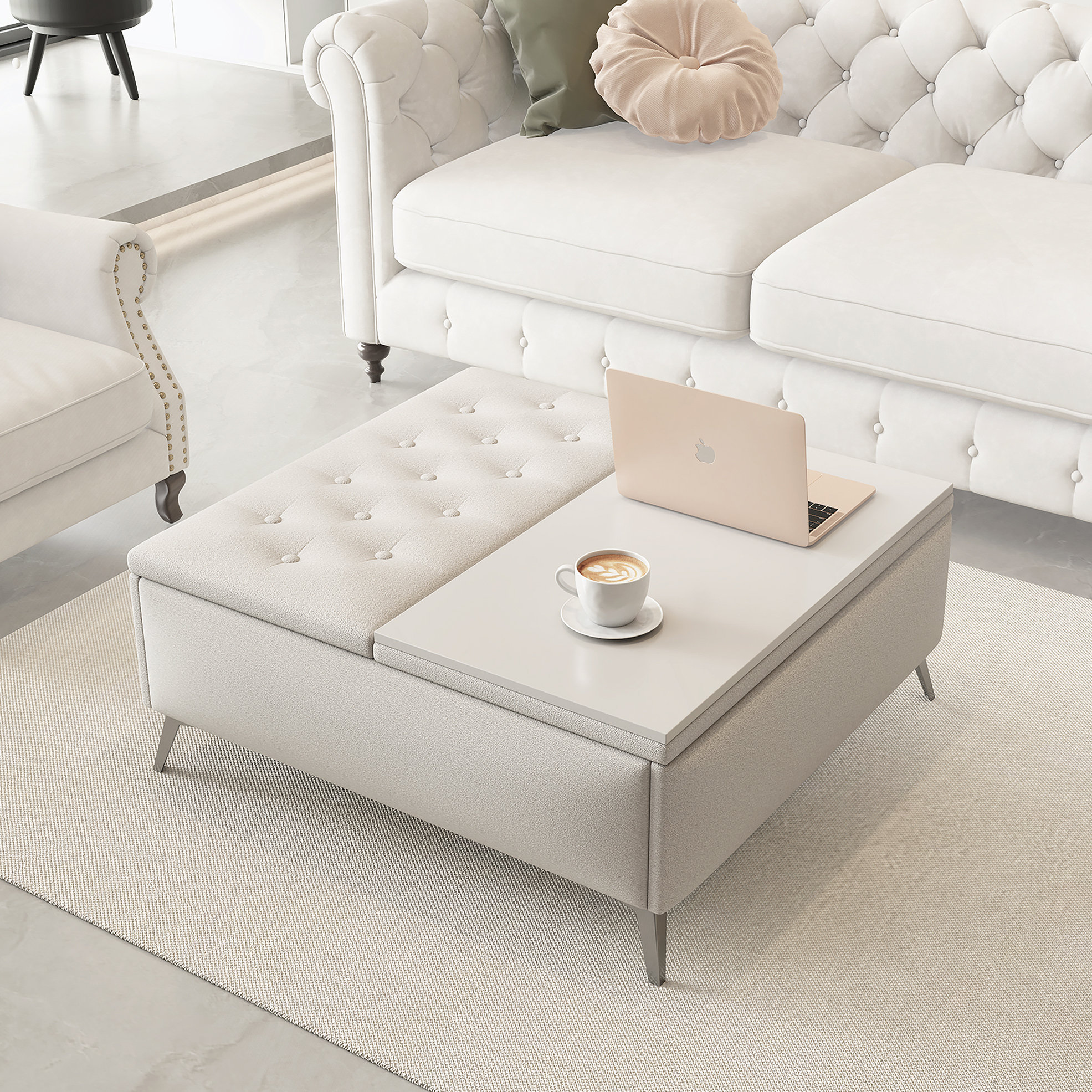 Latitude Run® 35 inch Wide Square storage benches Coffee Table with ...