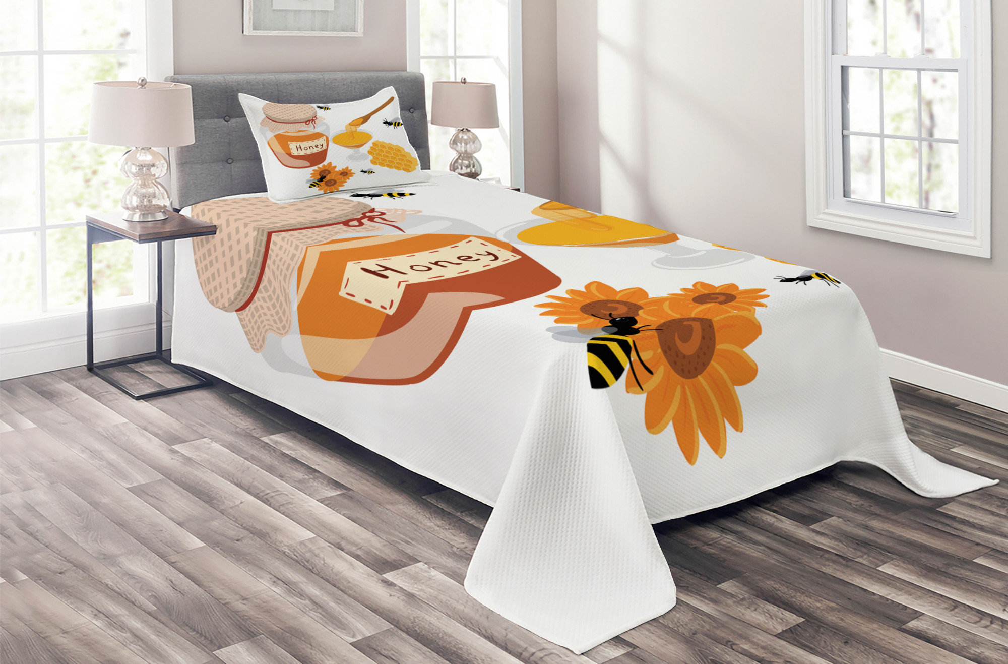 Ambesonne Honey Bee A Yellow Microfiber Coverlet / Bedspread Set | Wayfair