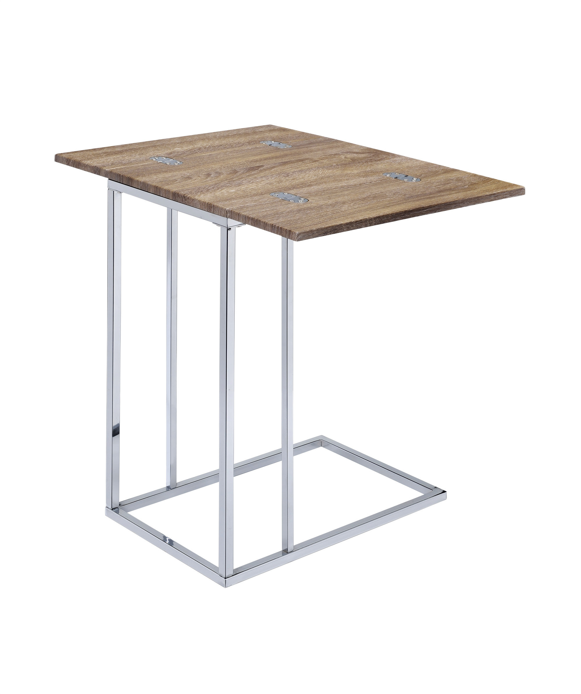 Wrought Studio™ Danson Weathered Oak & Chrome Accent Table | Wayfair