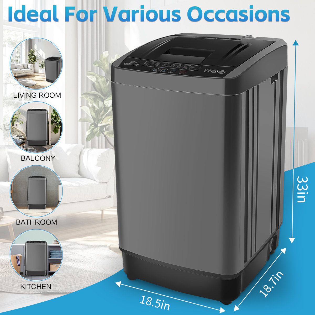 Homdox 2.4 Cu. Ft. High Efficiency Portable Washer Space-Saving Washing ...