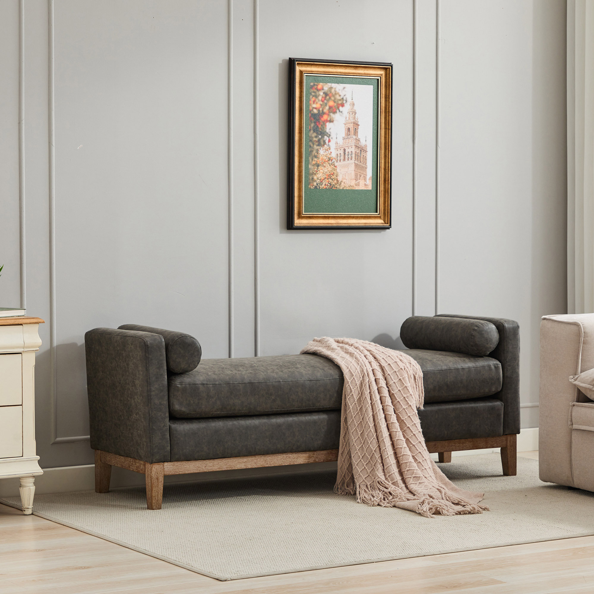 Hokku Designs Elegant Upholstered Bench, Daybed,Ottoman For End Of Bed ...