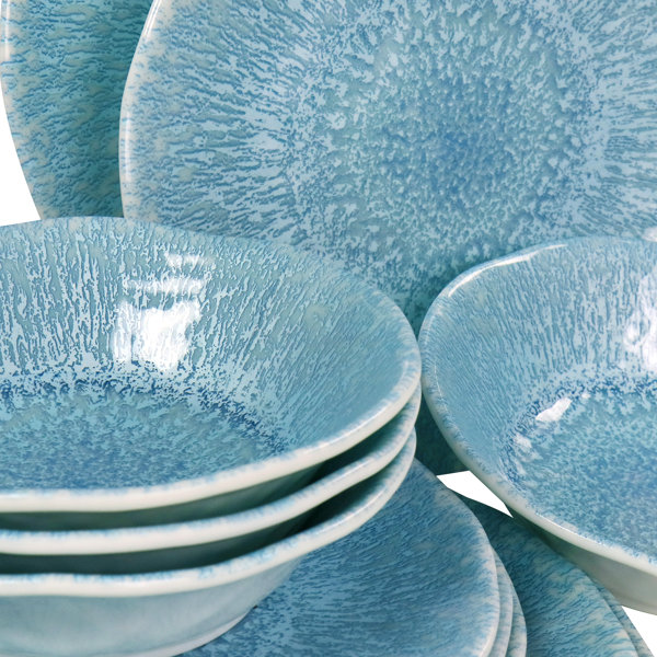 Dovecove Indigo Frost 12 Piece Melamine Dinnerware Set In Blue ...