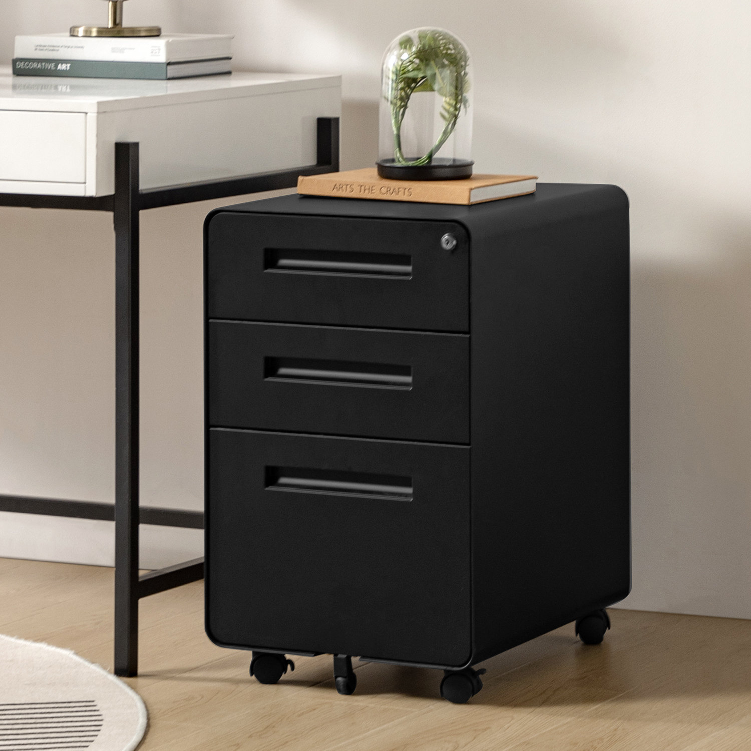 14 Karat Home Inc. Alex 15.5"W Metal Mobile File Cabinets 3 Drawer ...