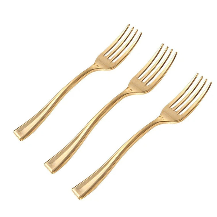 NicoleFantiniCollection Disposable Gold Mini Plastic Forks 4.5" | Wayfair