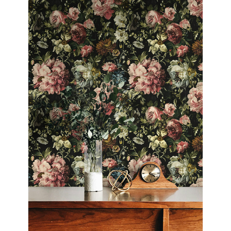 Lark Manor™ Vintage Dark Floral Wallpaper Bryelle Peel & Stick ...