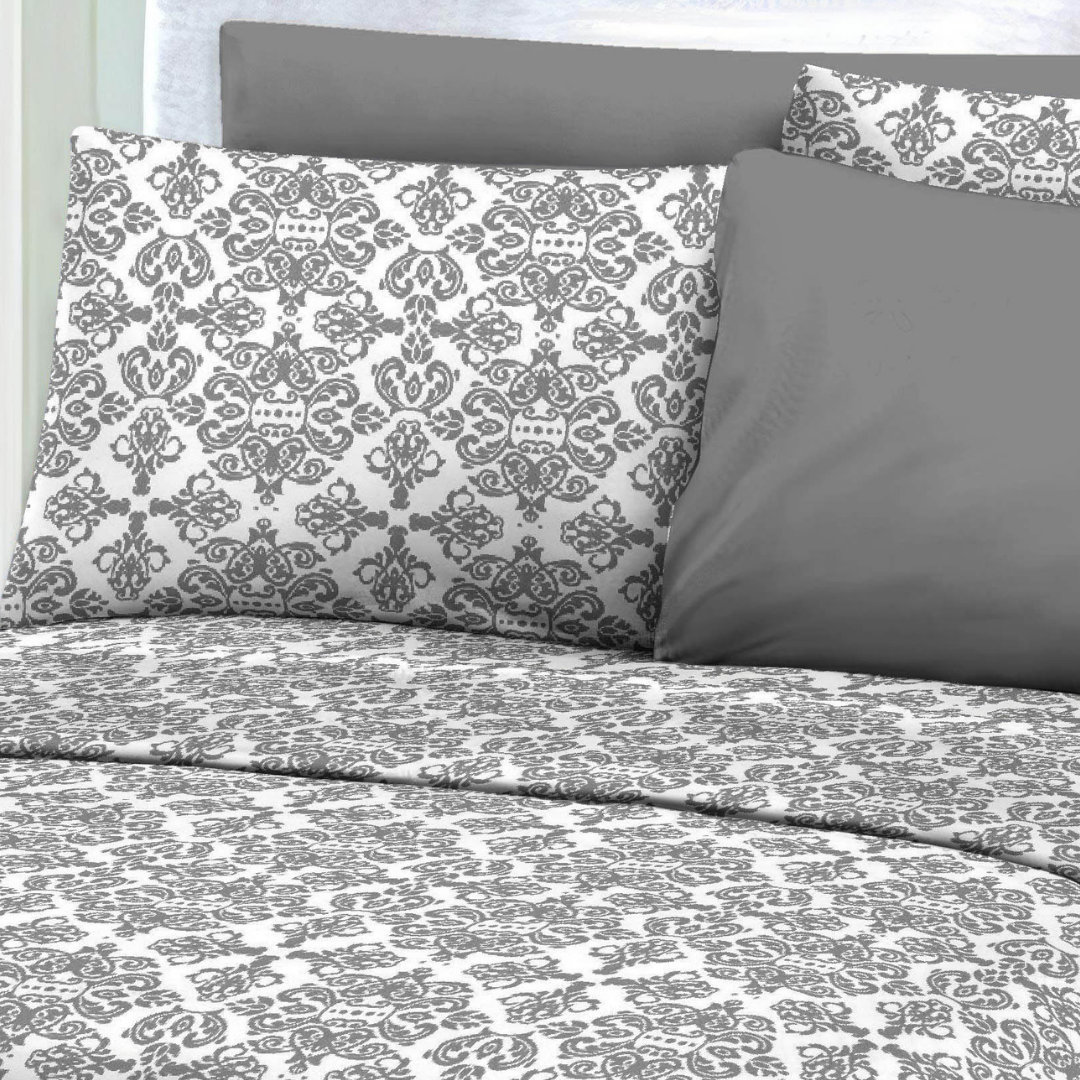 Linen Store Tabitha Bedding Damask Microfiber Percale Sheet Set | Wayfair