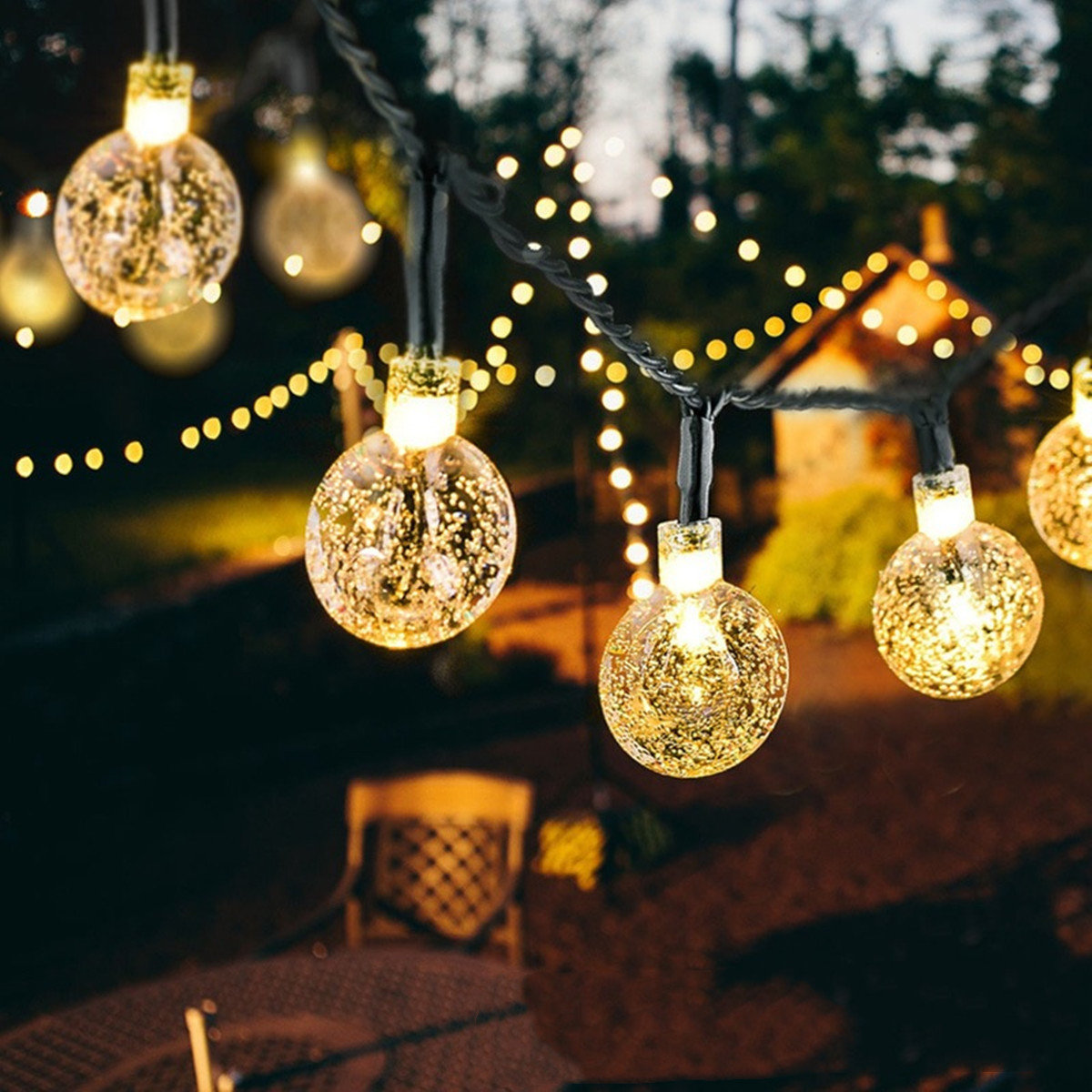 The Holiday Aisle® Indoors and Outdoors Solar Bubble Light 50 Lights ...