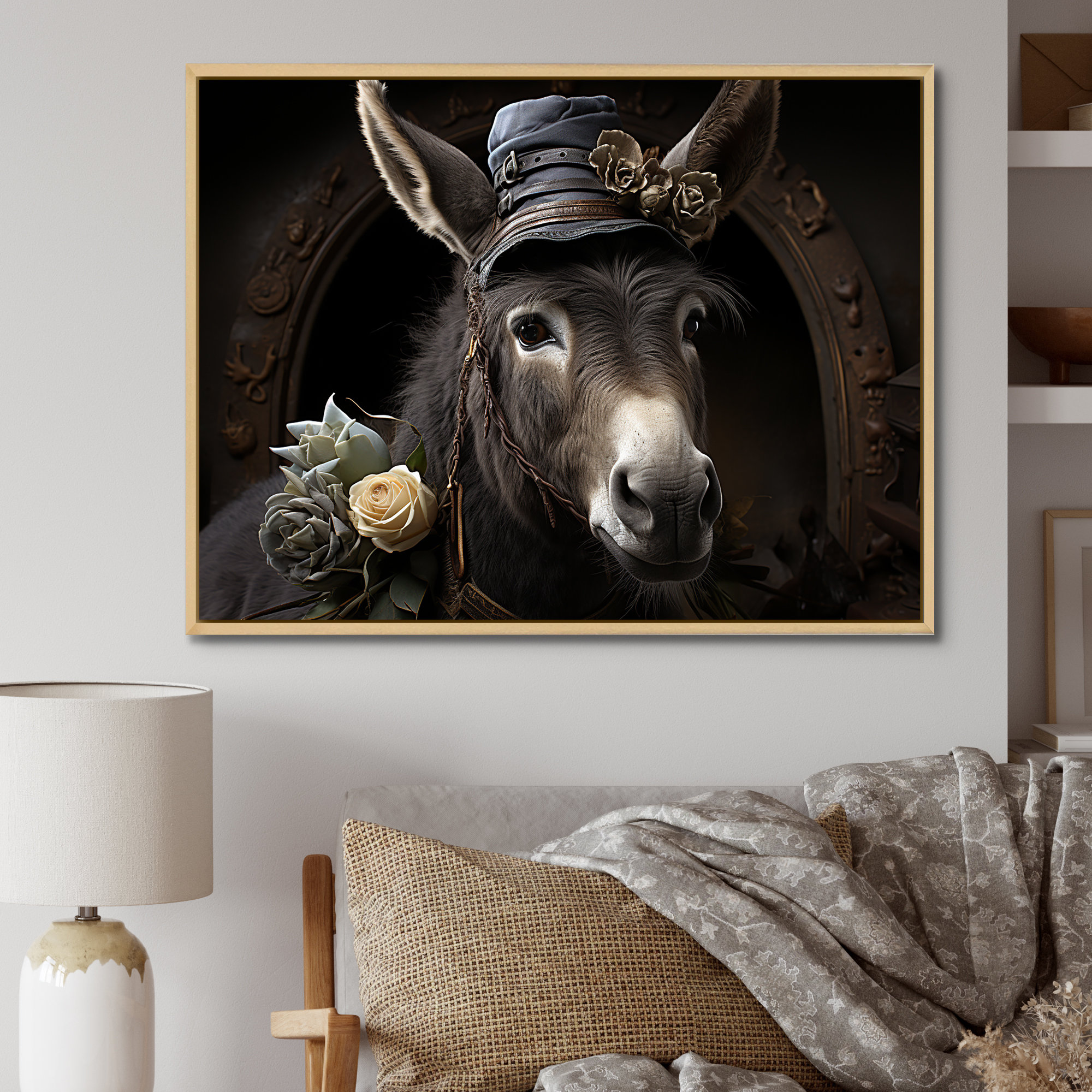 Trinx Medieval Rural Donkey Caricature II - Donkey Wall Art | Wayfair