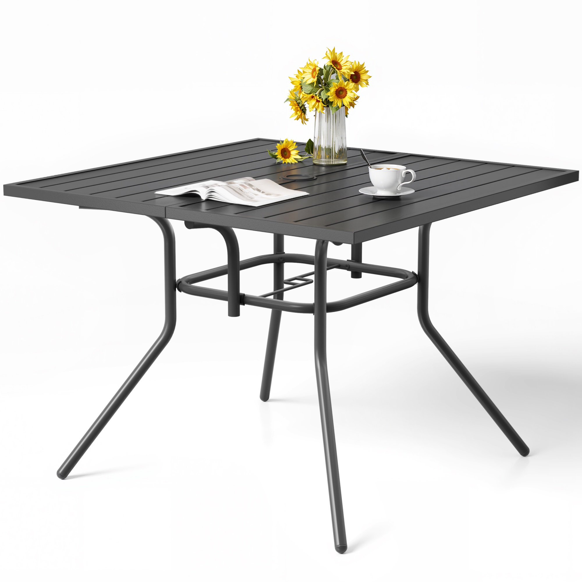 Lark Manor™ Patio Dining Tables Outdoor Steel Square Table 39.5" X 29 ...