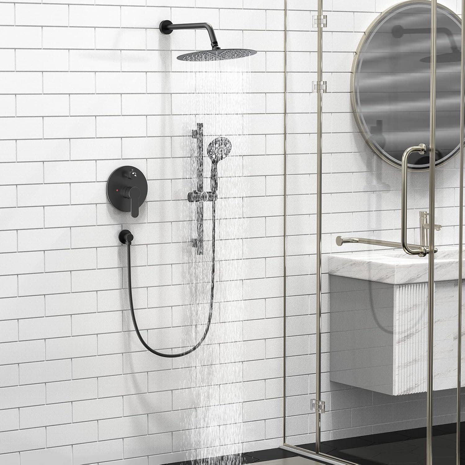 Frontier Grain SR SUN RISE 12 Inch Slide Bar Shower System With Rain ...