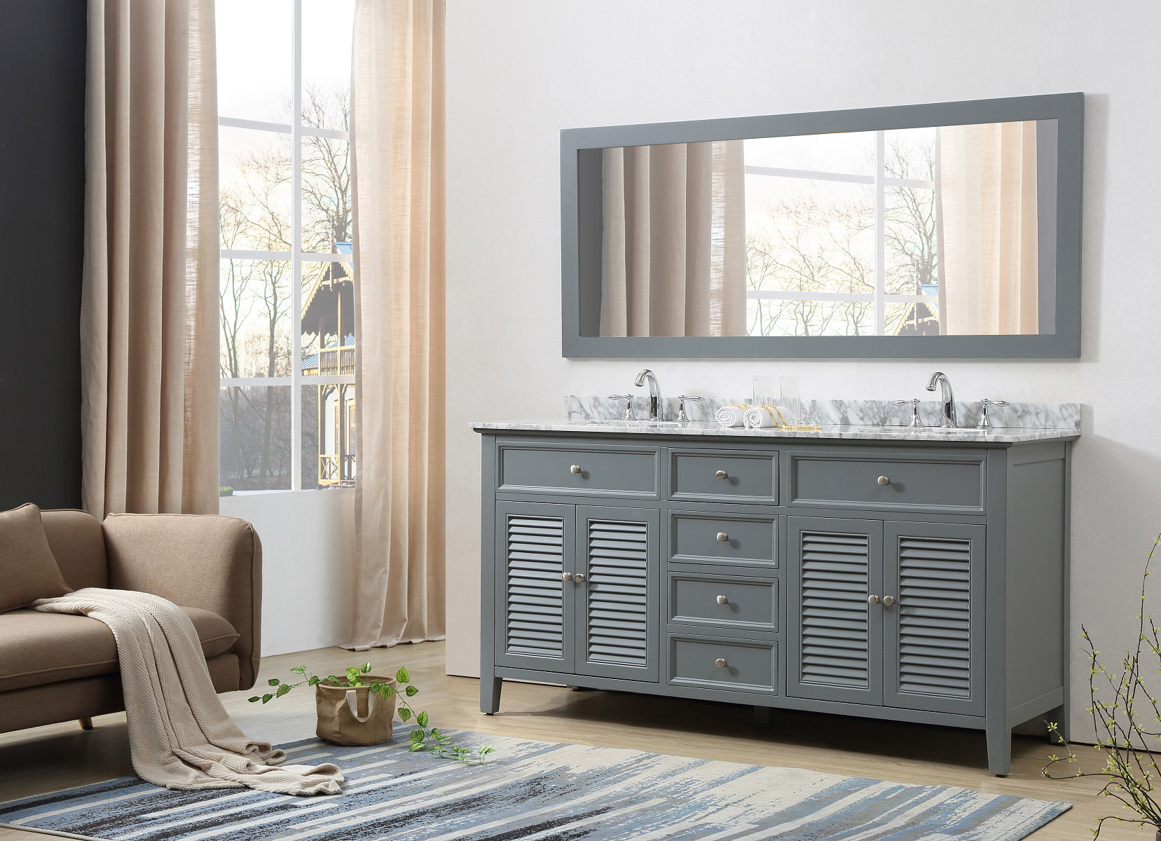 Highland Dunes Glover 70" Double Bathroom Vanity Set | Wayfair