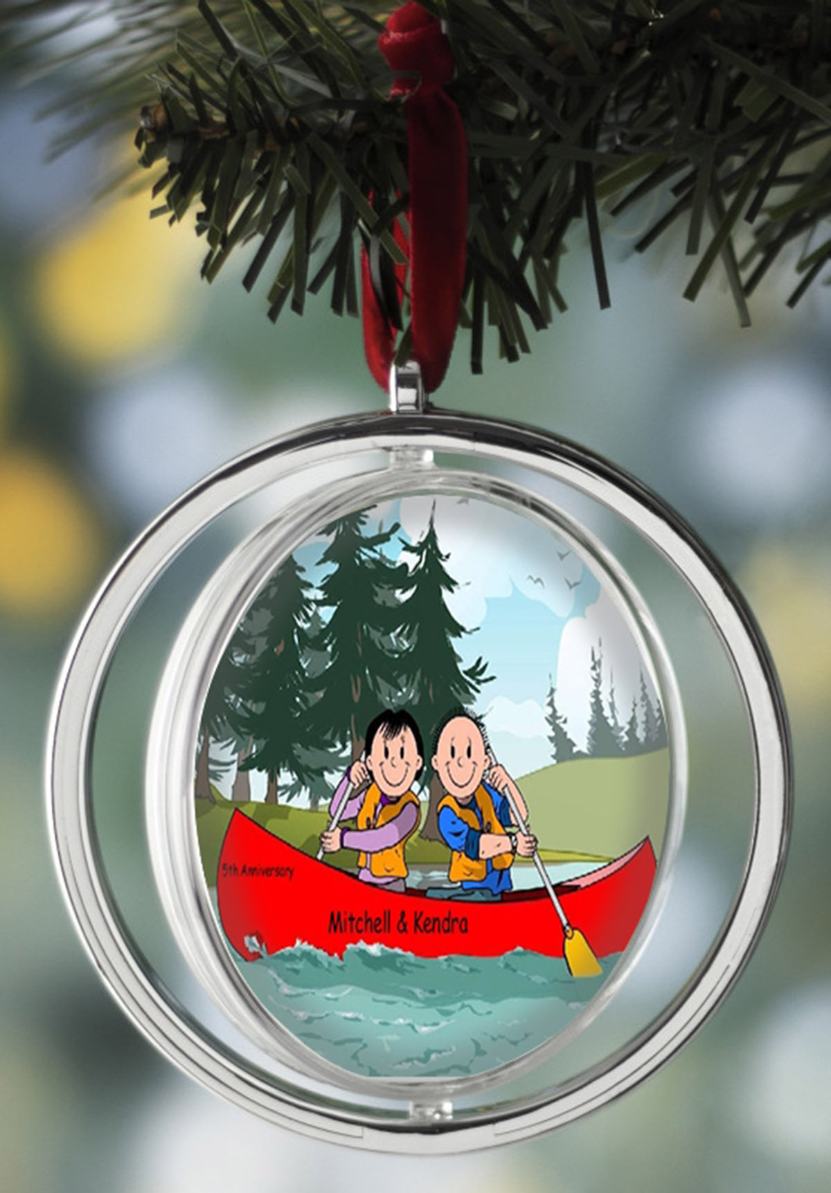 Printed Perfection Personalized Canoe Couple Double Sided Spinable ...