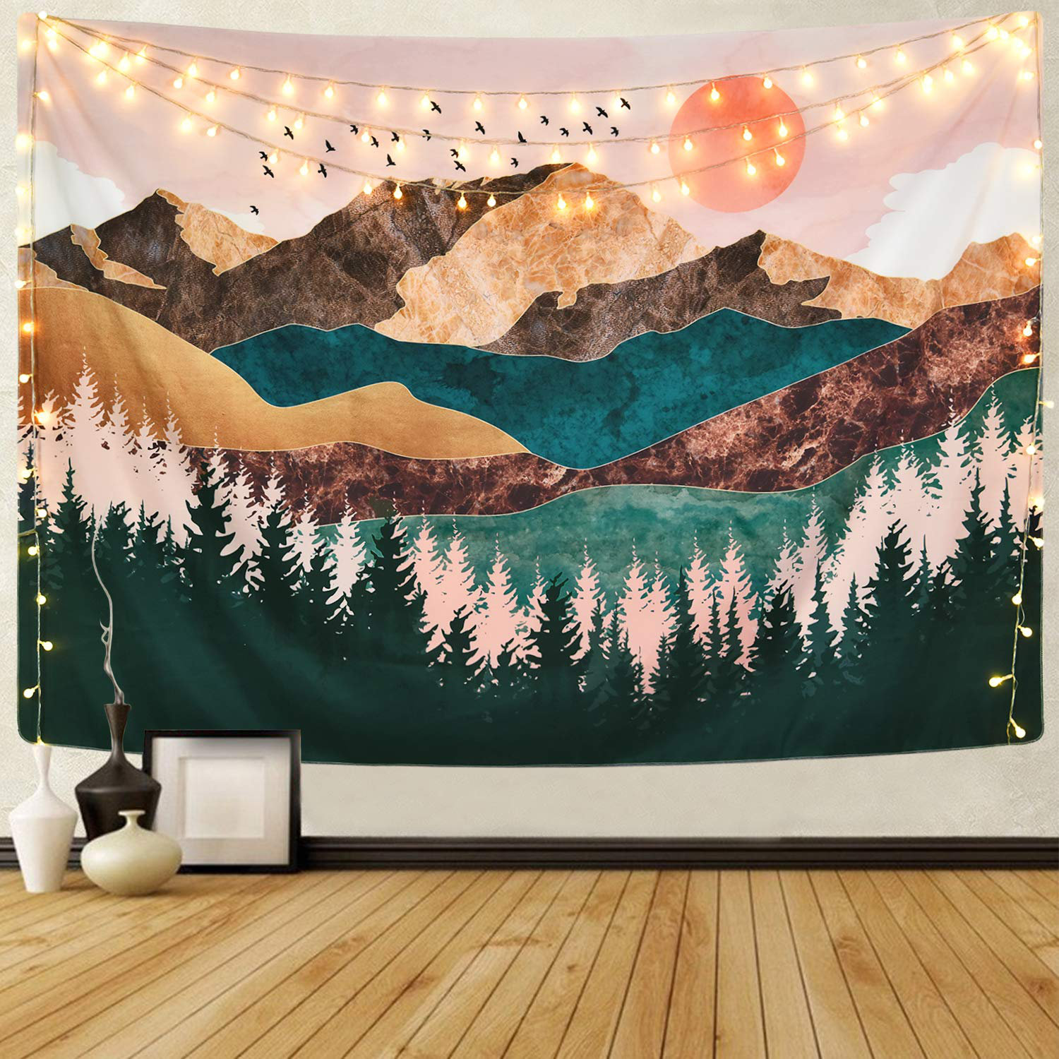 PET SUPPLY PLUS INC Mountain Tapestry Forest Tree Tapestry Sunset Tapestry Nature Landscape ...