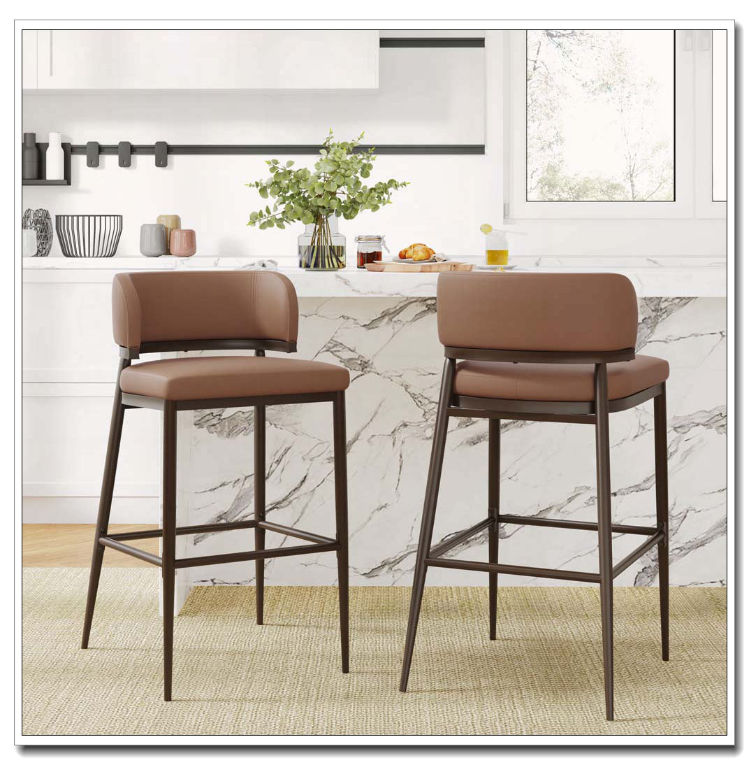 Corrigan Studio Metal Frame PU Leather Barstool - Wayfair Canada