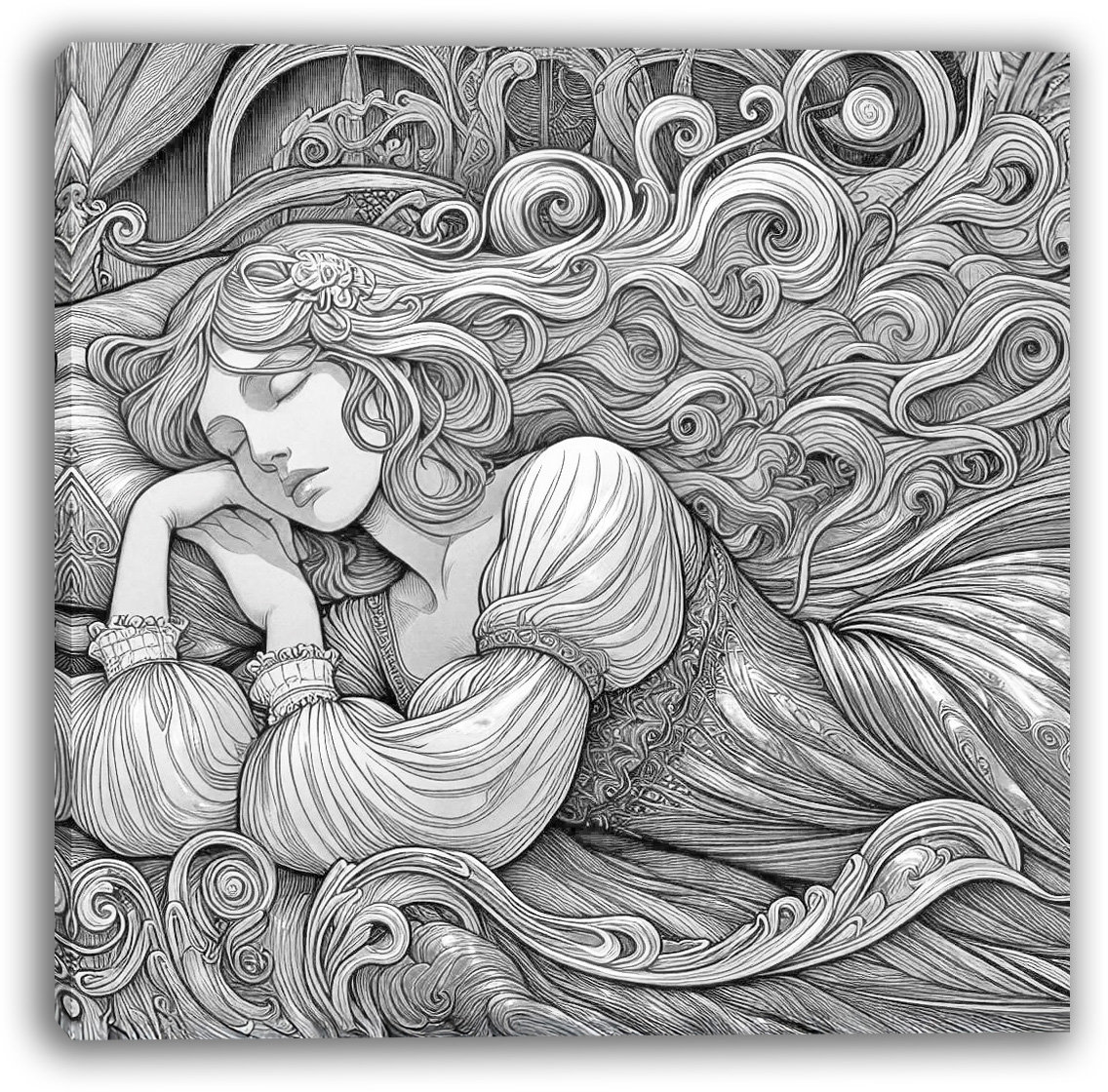 Alcott Hill® Serene Slumber Line Art Canvas Print | Wayfair