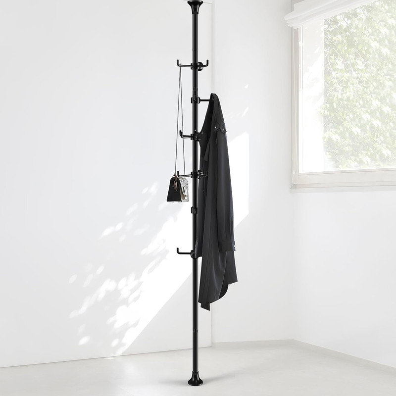Rebrilliant Coat Rack,56 to 125 inch Adjustable Tension Rod Coat Hanger ...
