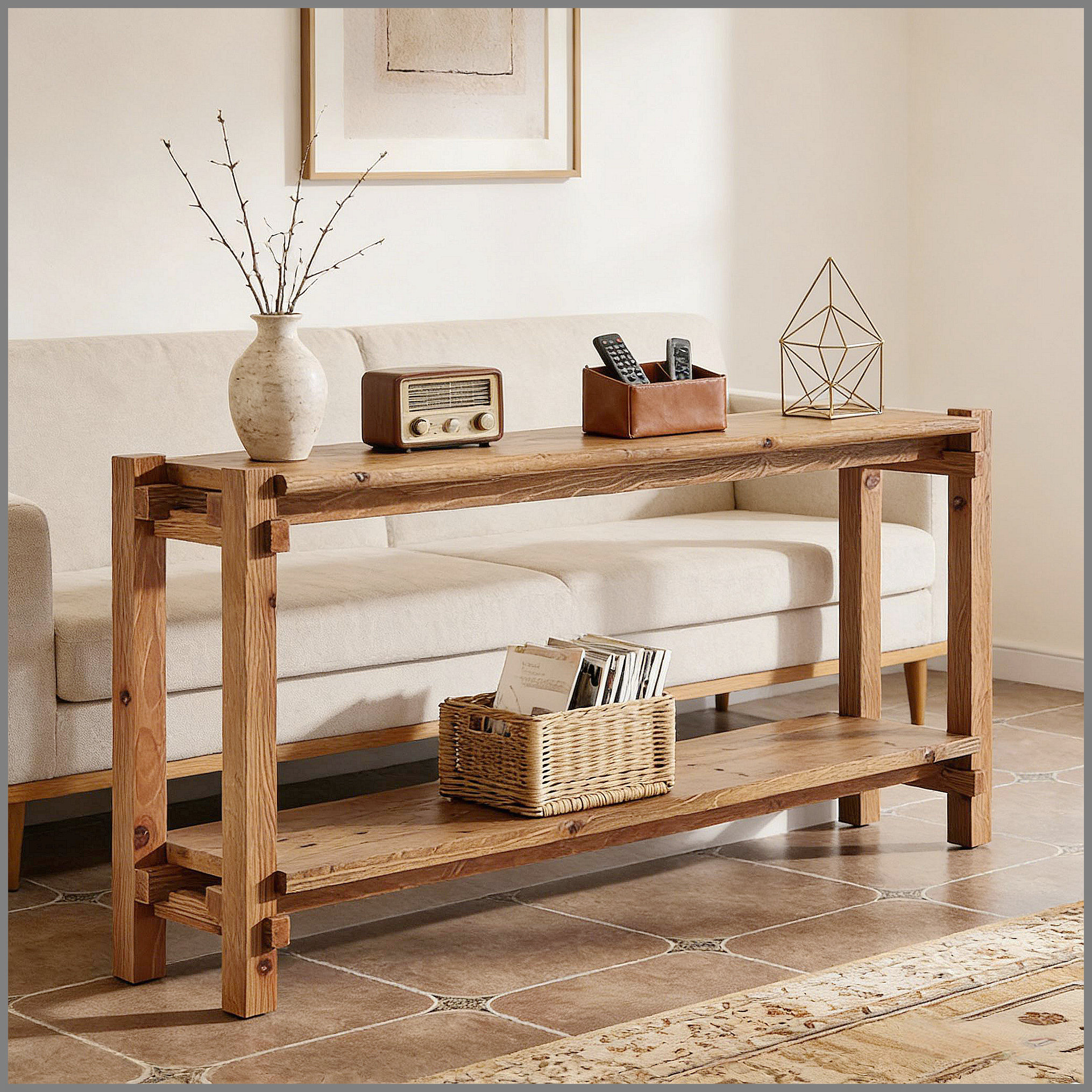 August Grove Couch Side Table,Console Table,Entryway Table,2-Tier Foyer ...