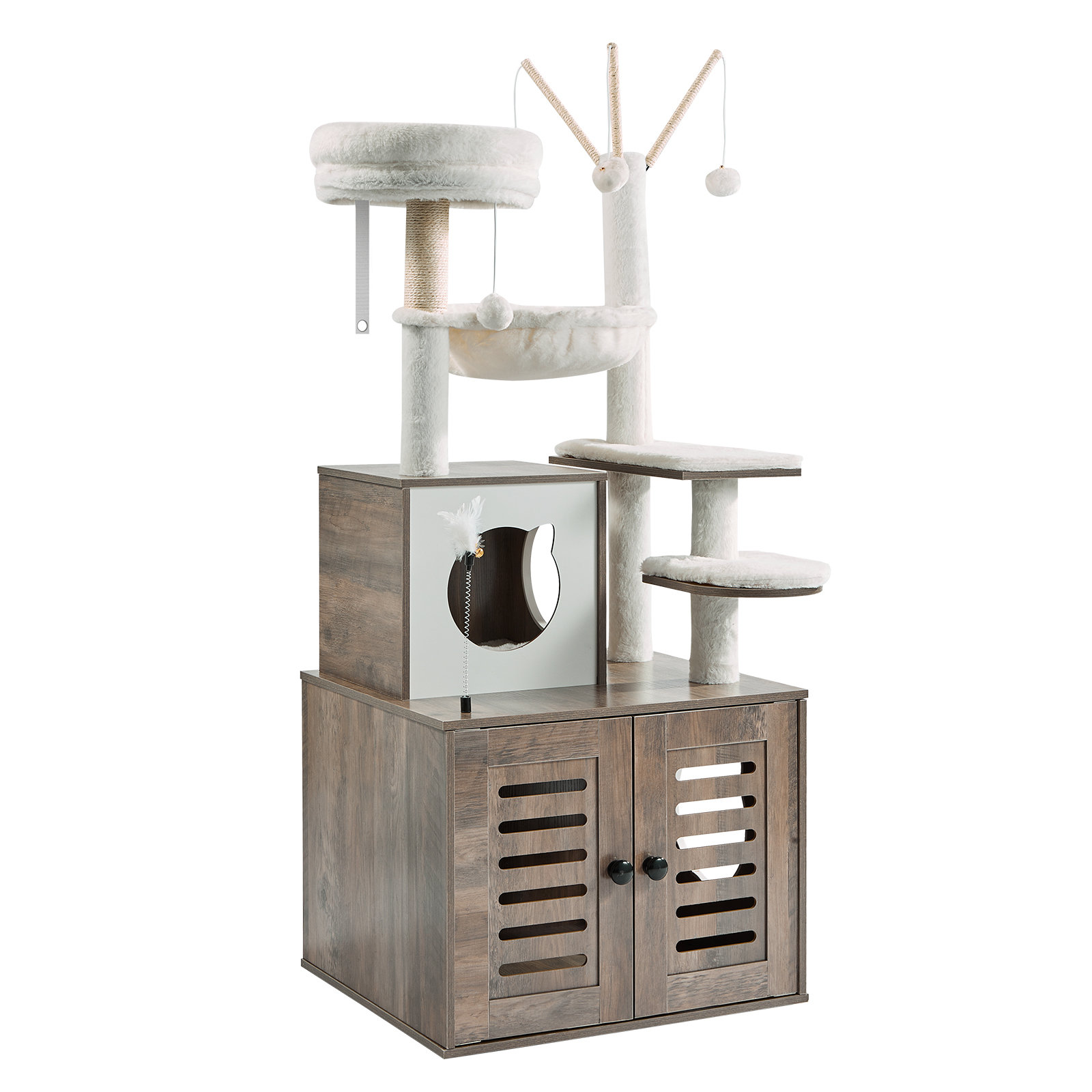 Ophelia & Co. 54.33" Large Cat Tree Litter Box Enclosure 2-in-1 Cat ...