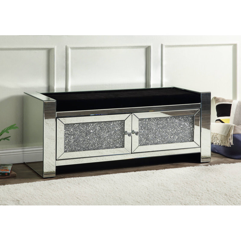 Everly Quinn Antaniyah Faux Leather Upholstered Storage Bench in Black ...